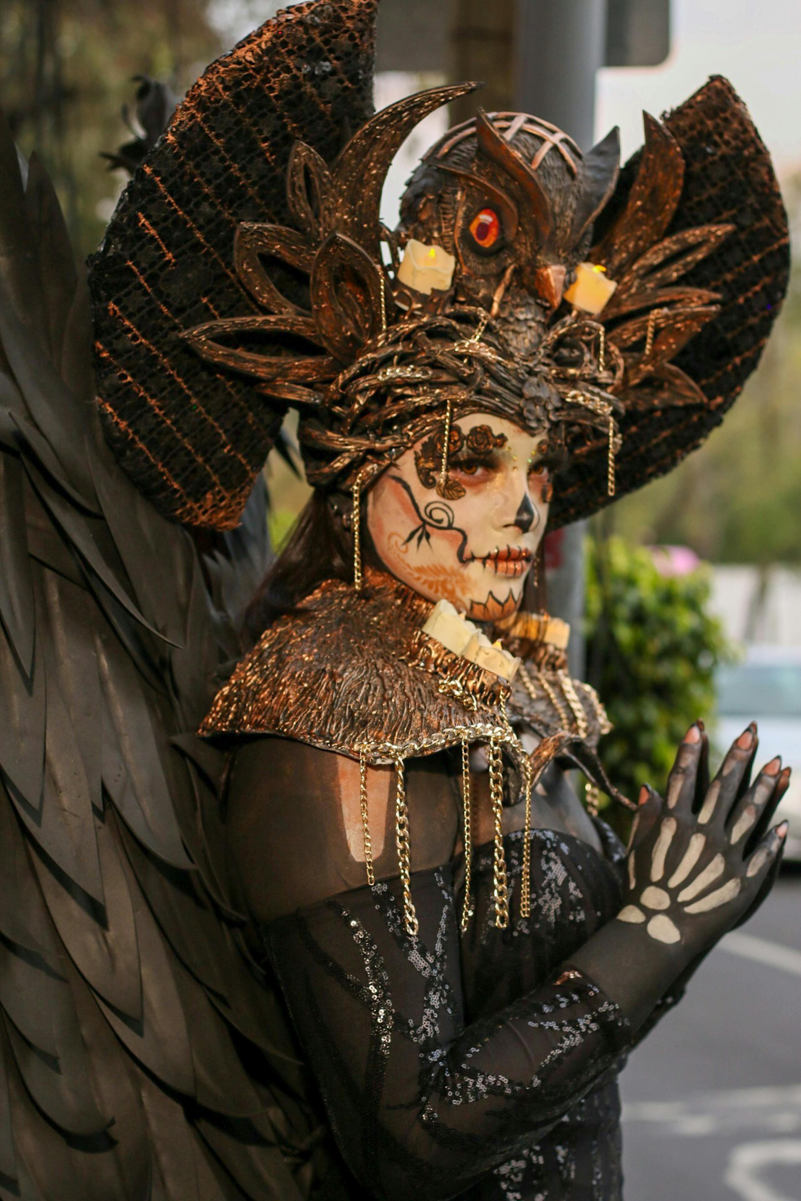 Intricate Costume with Skull Face Paint at Festival · Free Stock Photo
