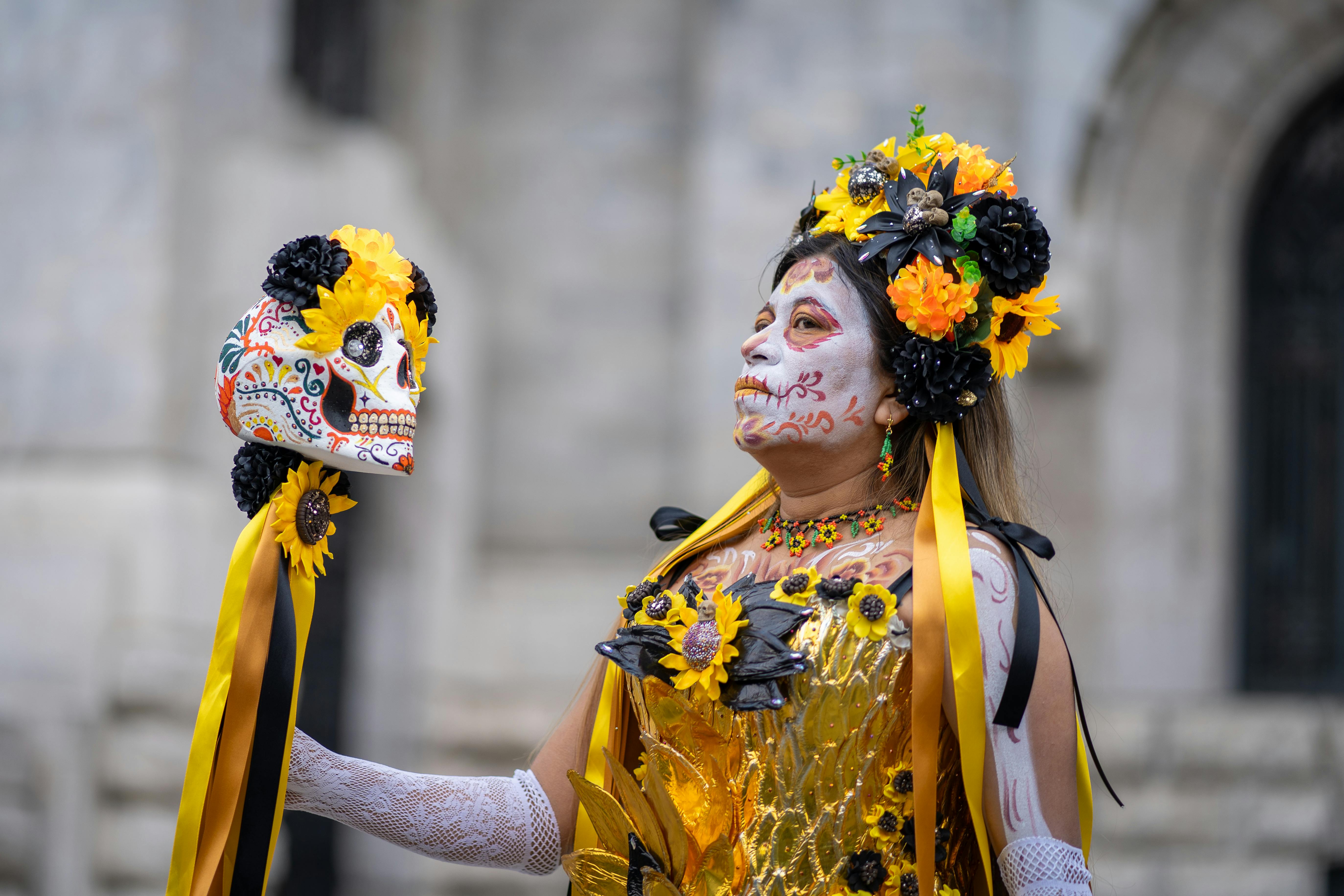 Vibrant Day of the Dead Catrina in Mexico City · Free Stock Photo