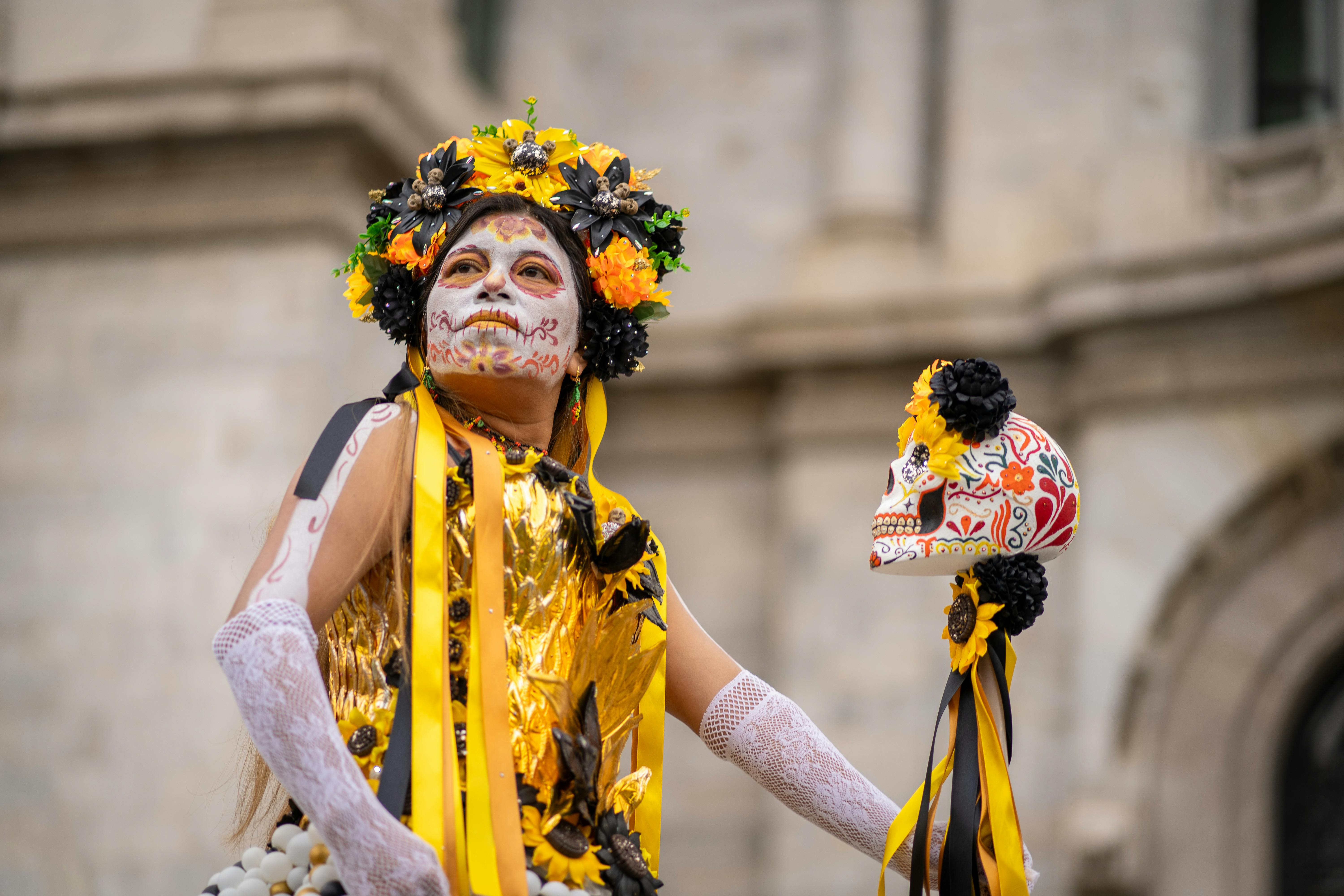 Vibrant Catrina Costume in Mexico City Parade · Free Stock Photo