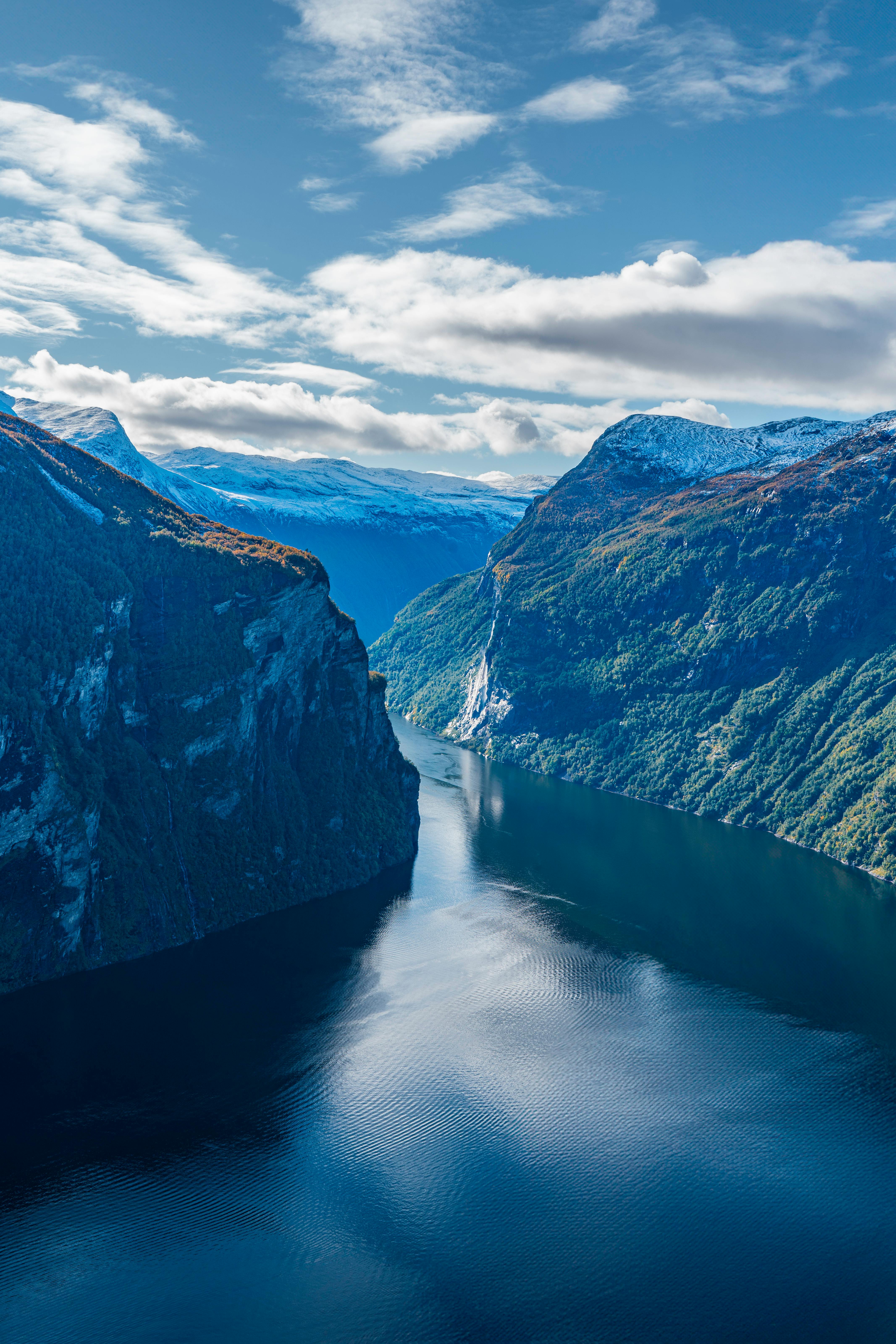 Beautiful Aerial View of Norwegian Fjord · Free Stock Photo