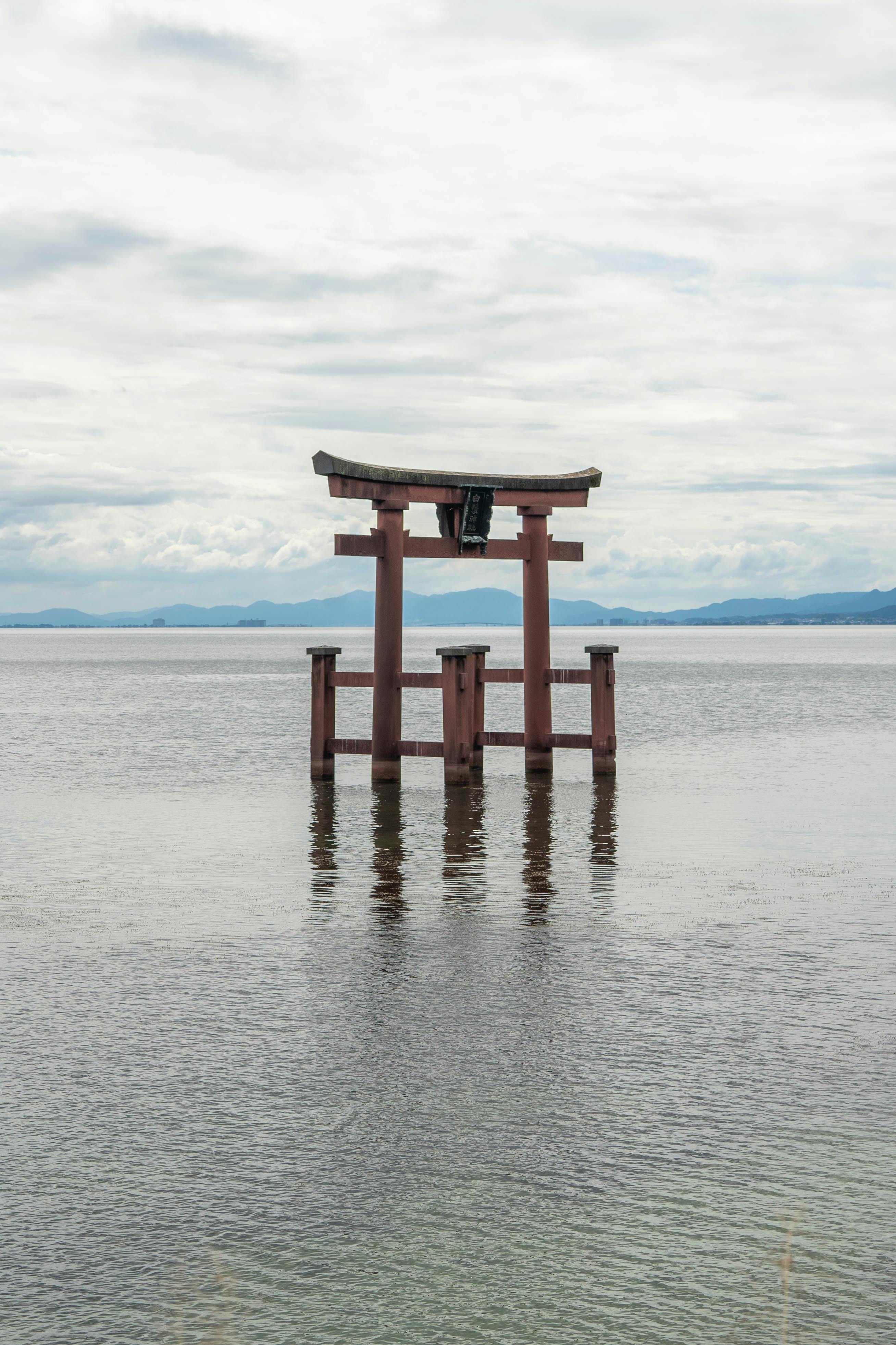 Serene Torii Gate Overlooking Calm Sea · Free Stock Photo