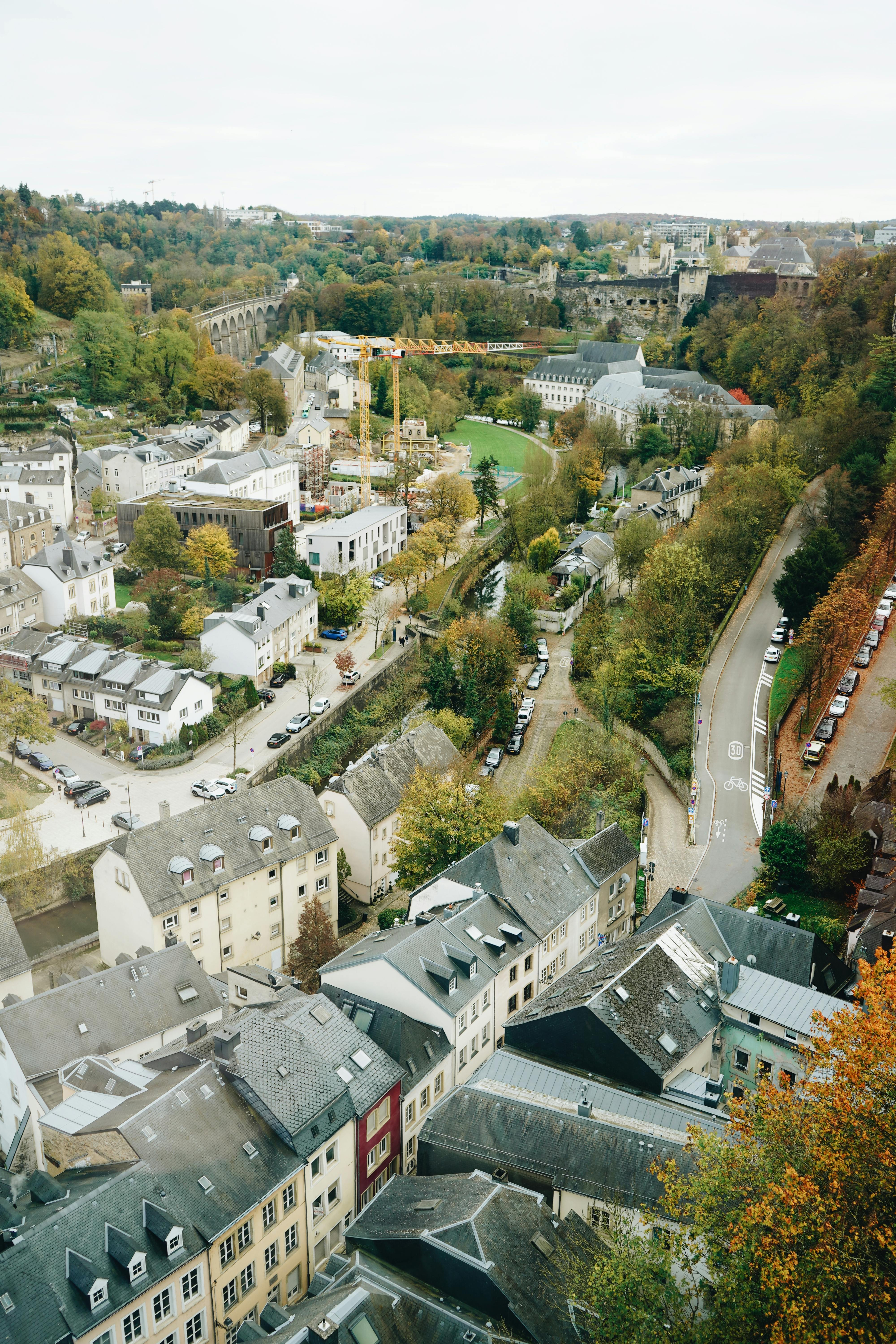 Aerial View of Luxembourg City in Autumn · Free Stock Photo