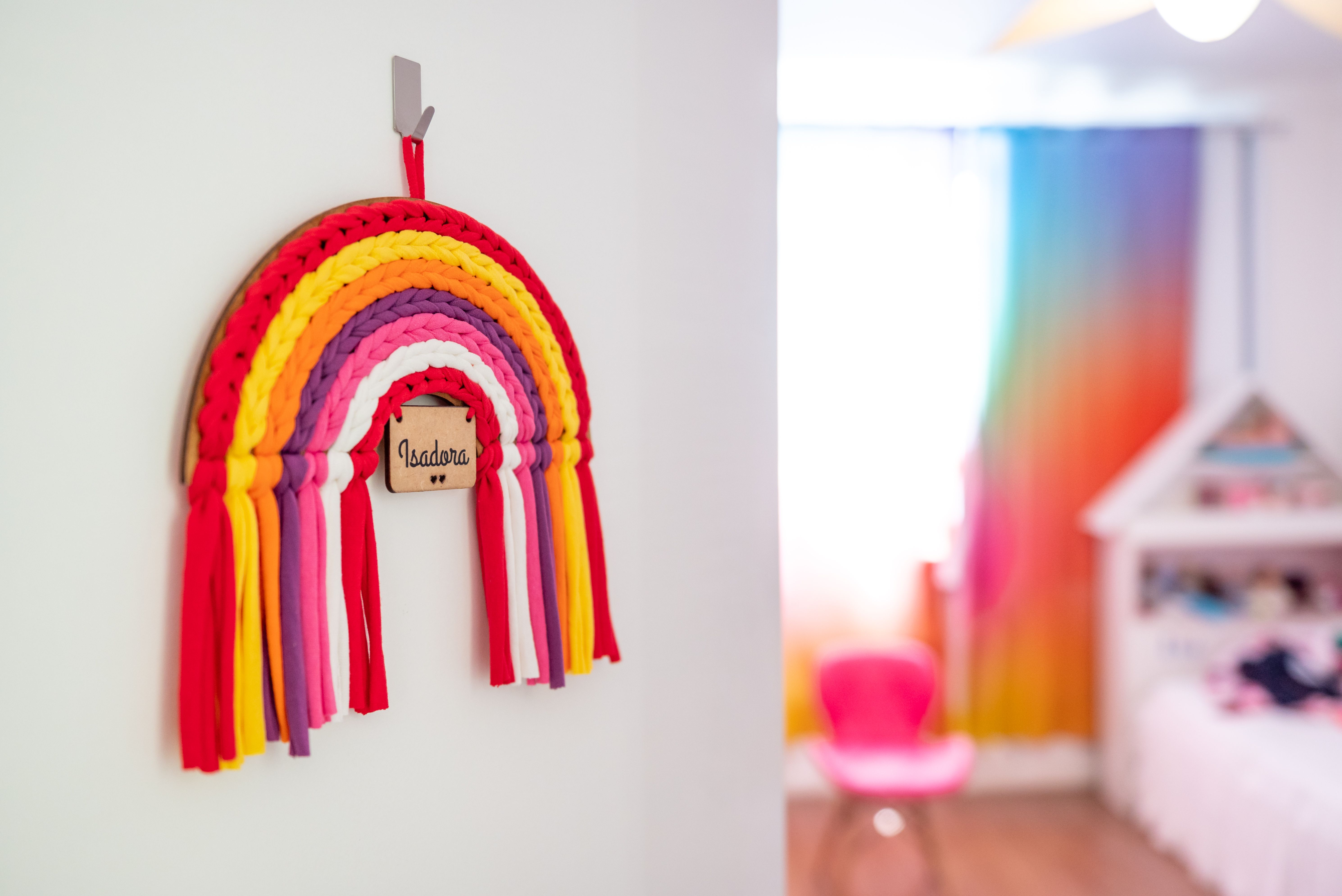 Colorful Handmade Yarn Rainbow in Child's Room · Free Stock Photo