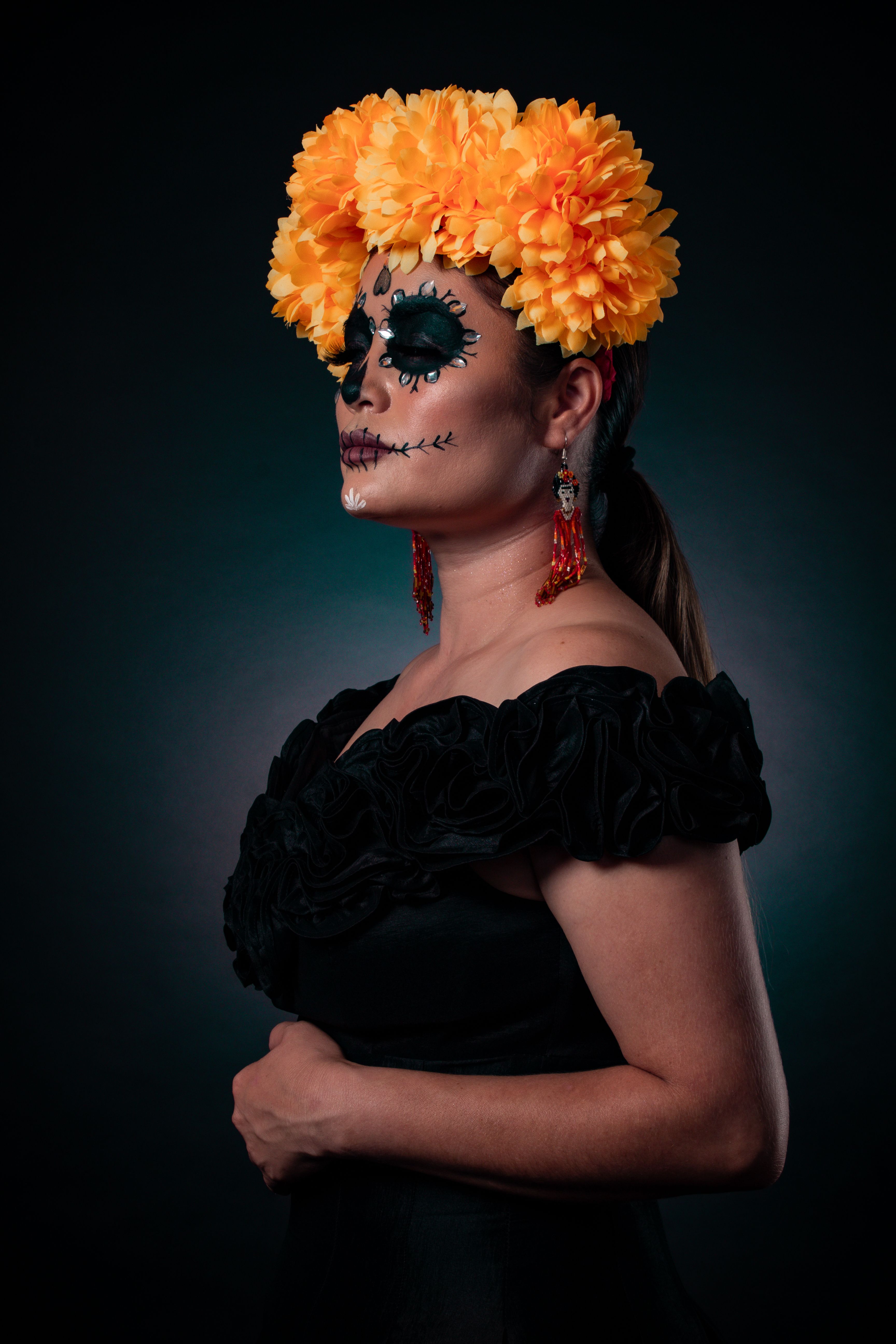 Elegant Catrina Portrait with Floral Headpiece · Free Stock Photo