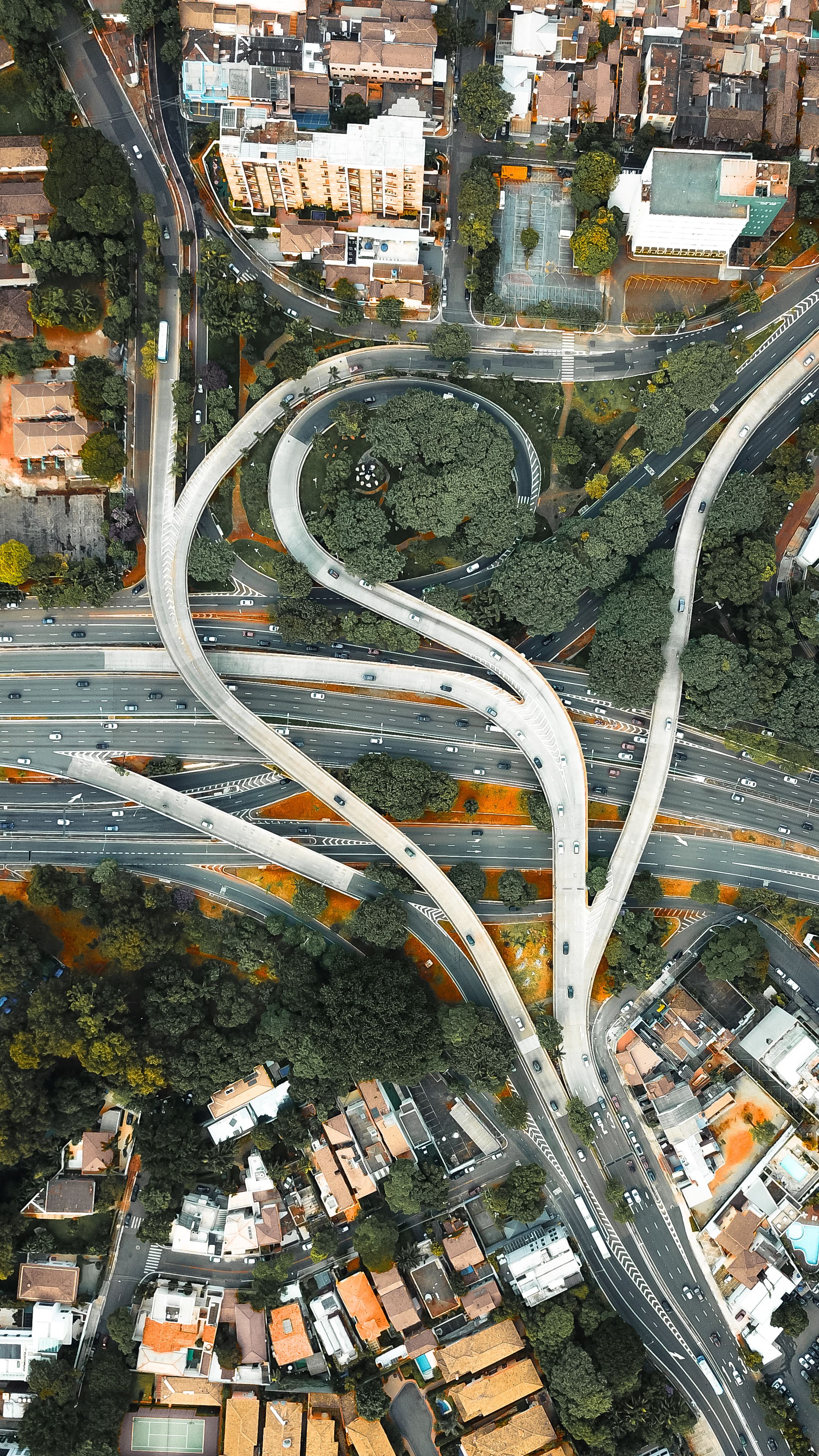 Aerial View of Complex Highway Interchange · Free Stock Photo