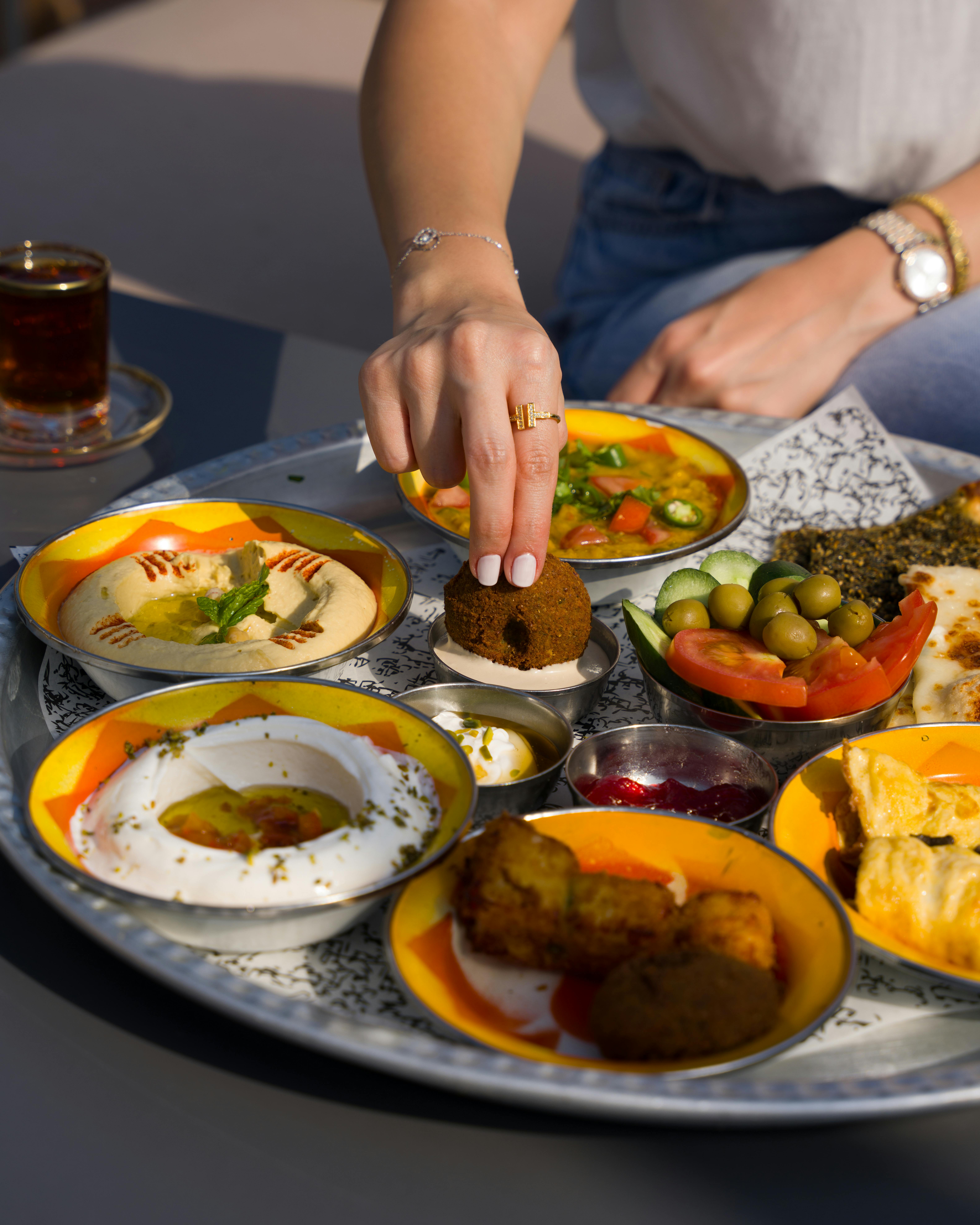 Middle Eastern Mezze Platter with Falafel · Free Stock Photo