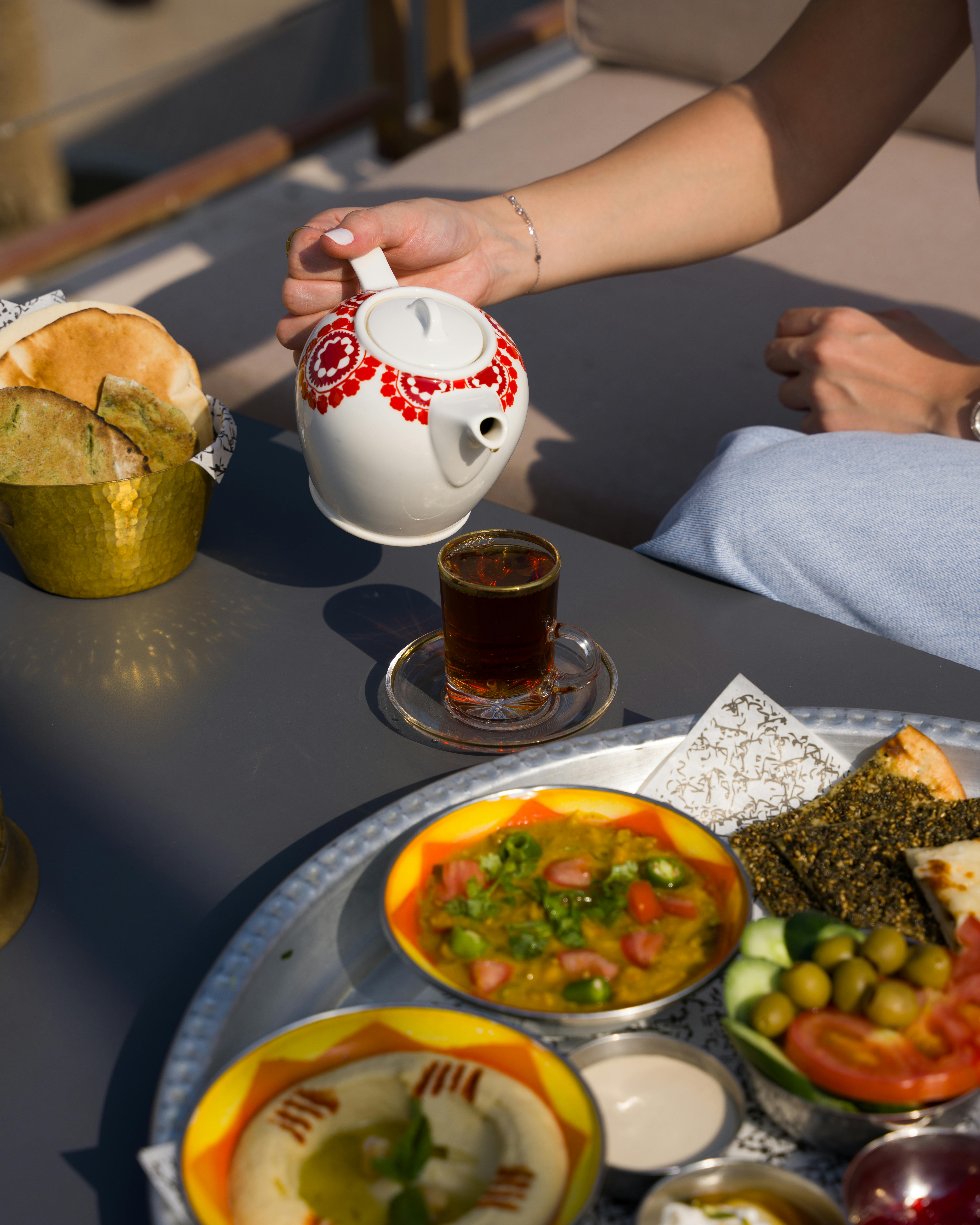 Middle Eastern Tea and Breakfast Spread · Free Stock Photo