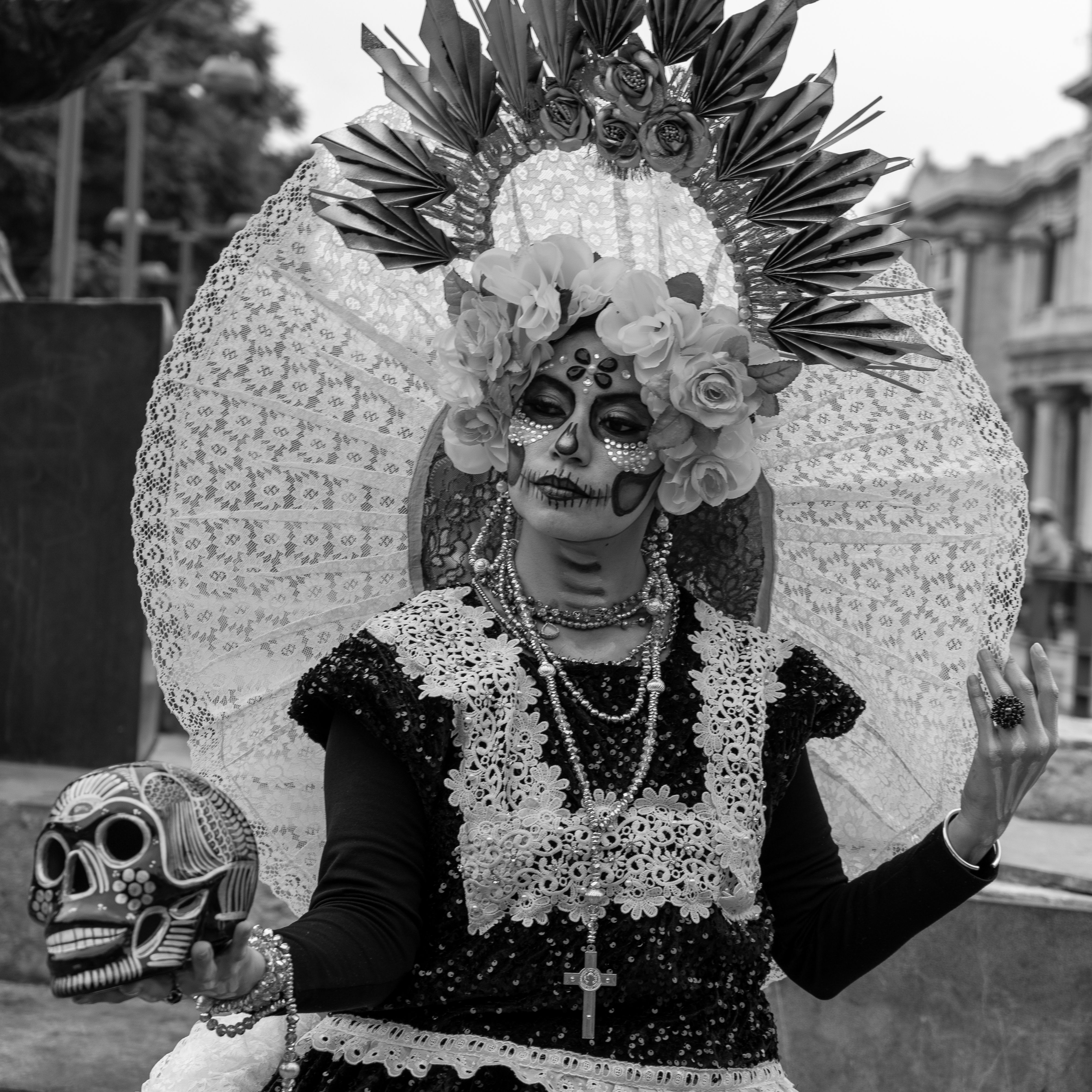 Elegant Catrina with Traditional Headdress · Free Stock Photo