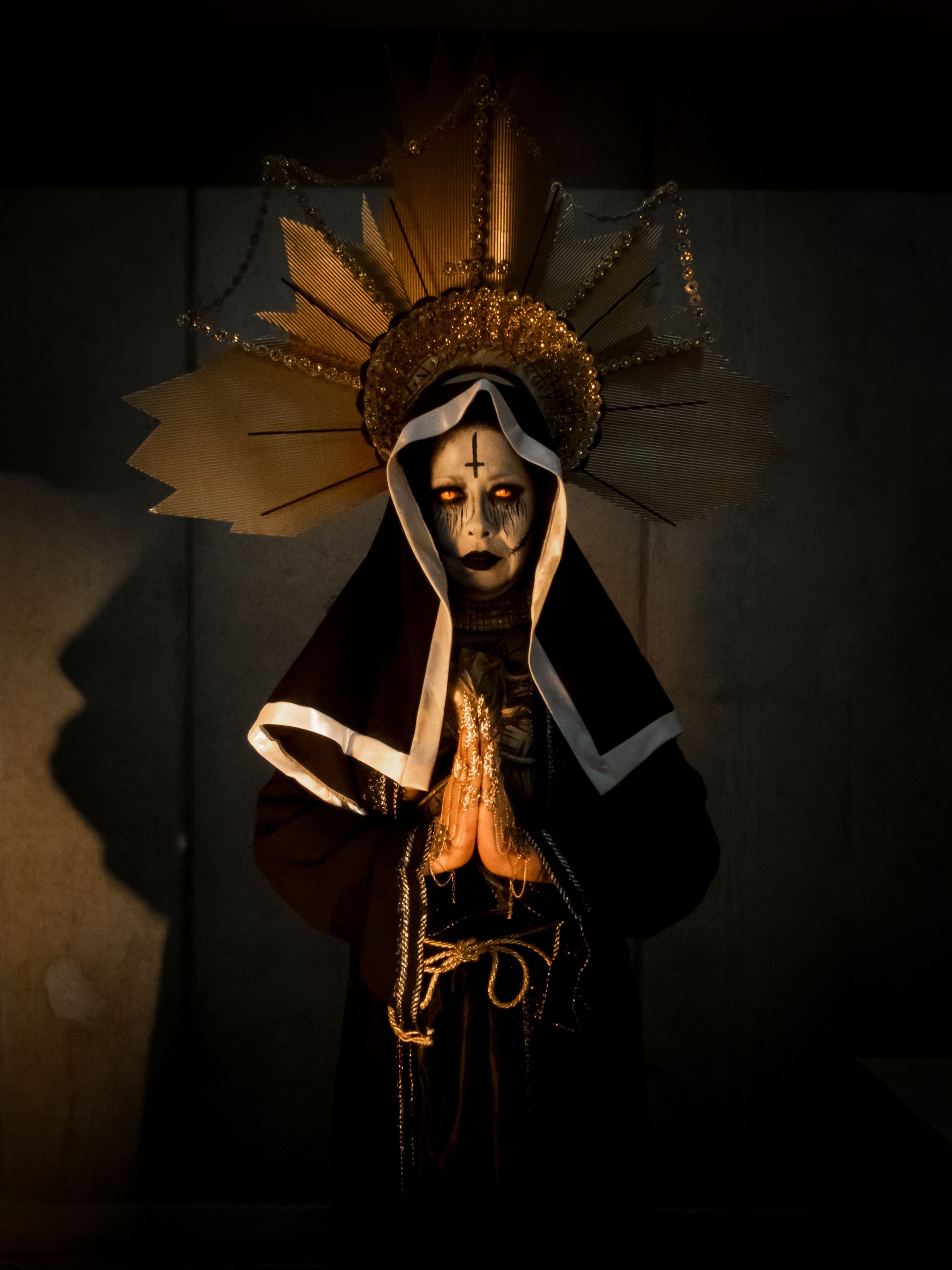 Eerie Nun Costume with Gothic Makeup · Free Stock Photo