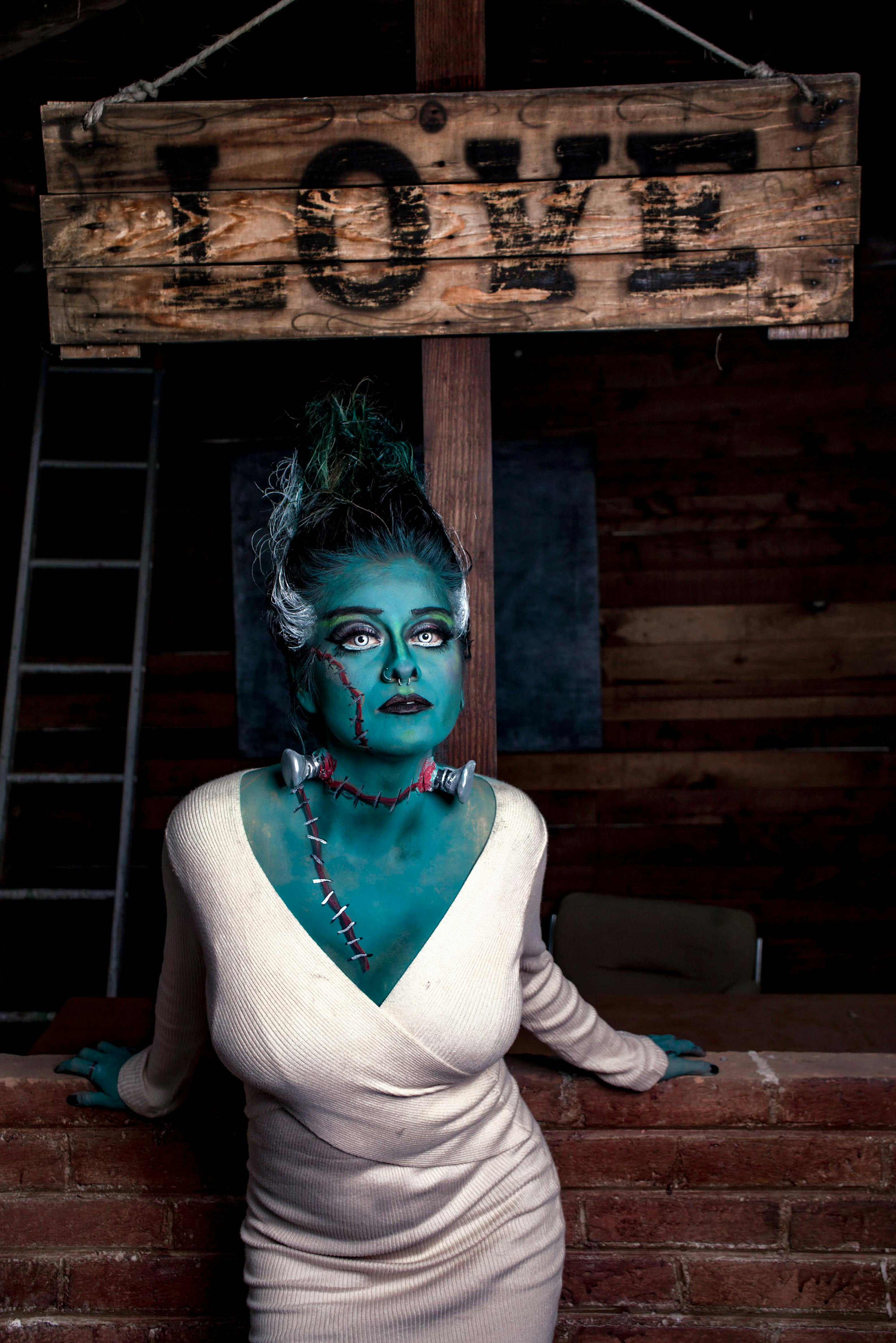 Creative Portrait with Frankenstein Makeup in Rustic Setting · Free ...