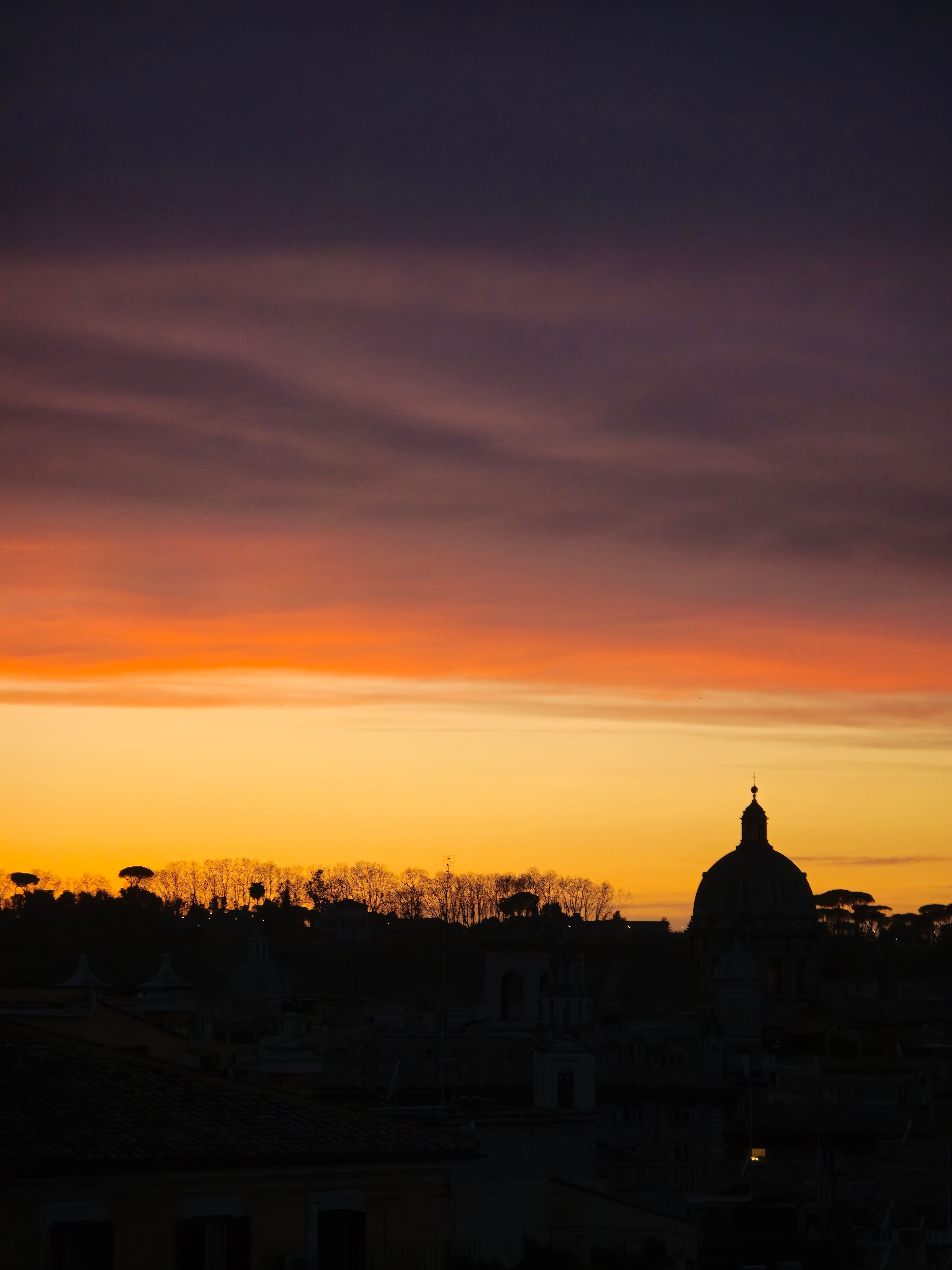 Beautiful Rome Sunset with Silhouette of Dome · Free Stock Photo