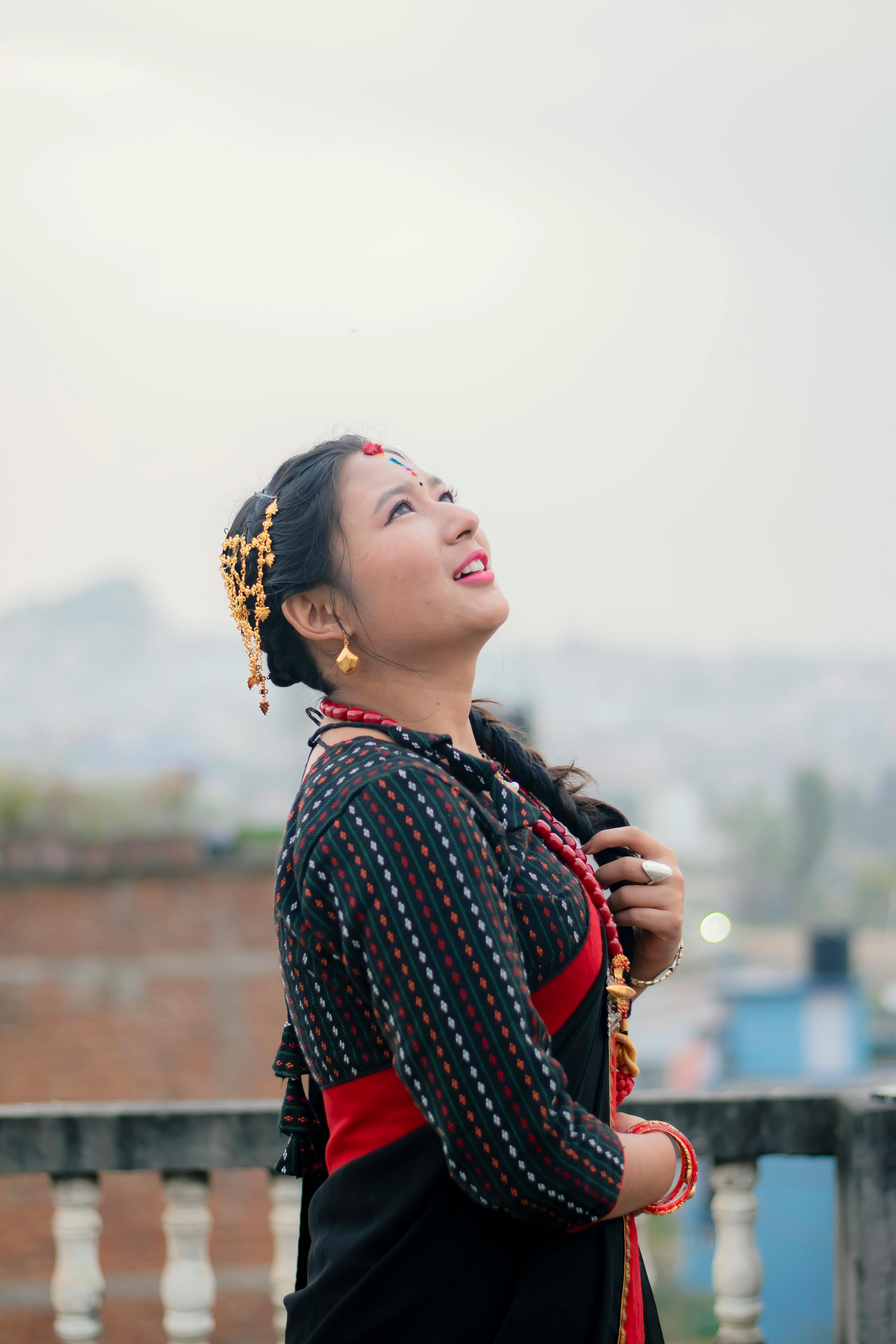 Traditional Newari Attire in Kathmandu Portrait · Free Stock Photo