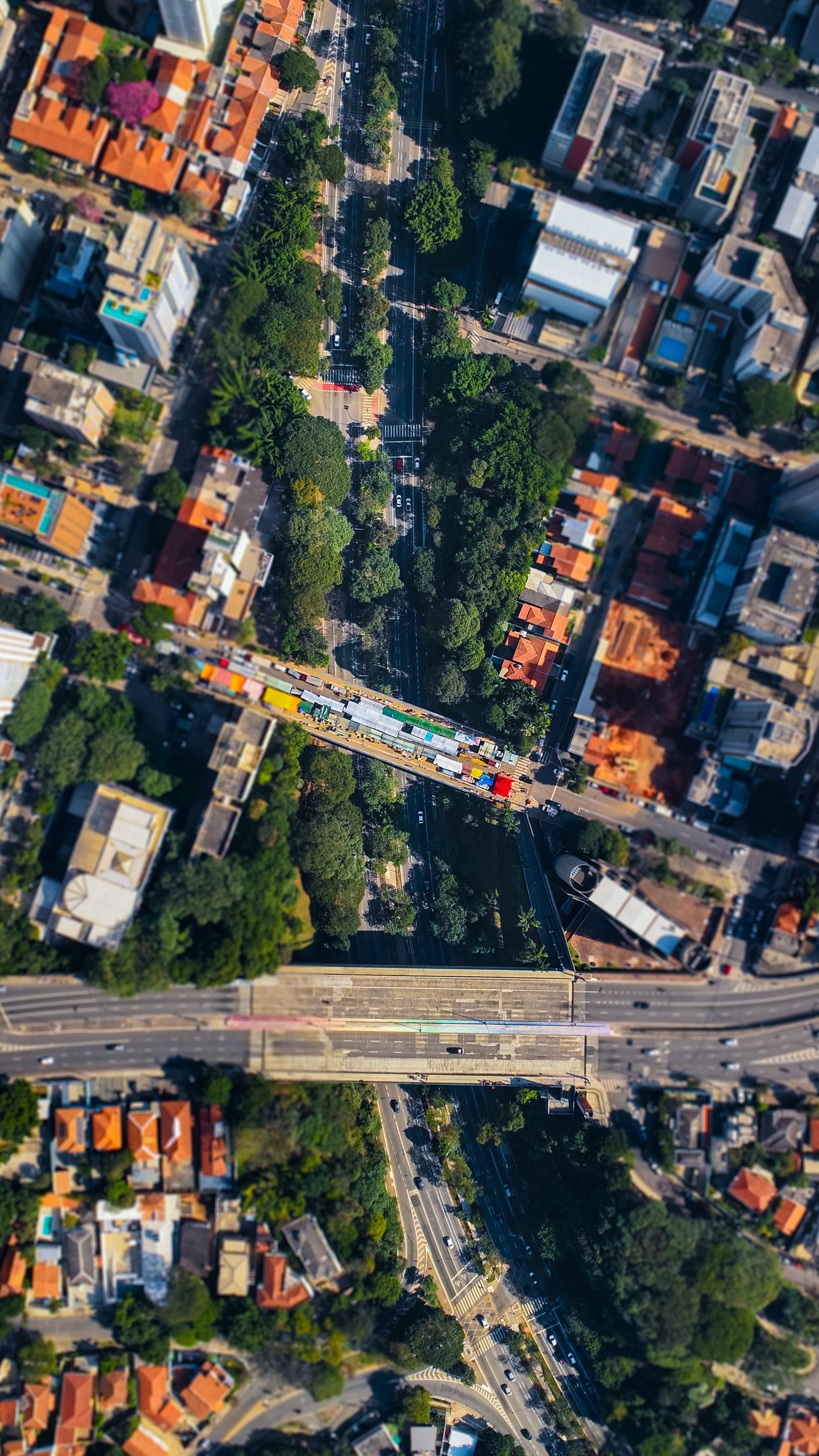 Vibrant Aerial View of Urban Intersection · Free Stock Photo