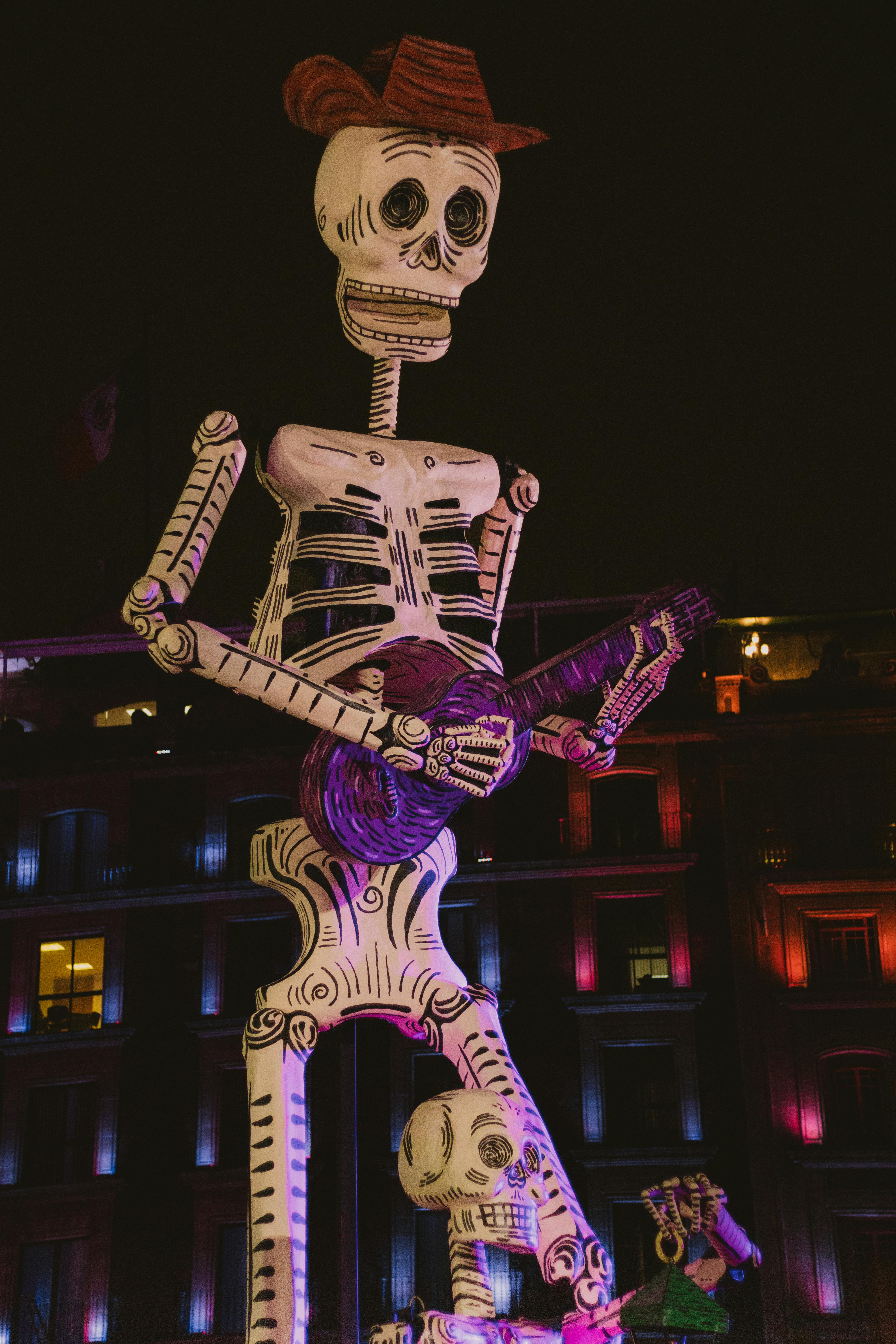 Giant Skeleton Display at Night Festival · Free Stock Photo