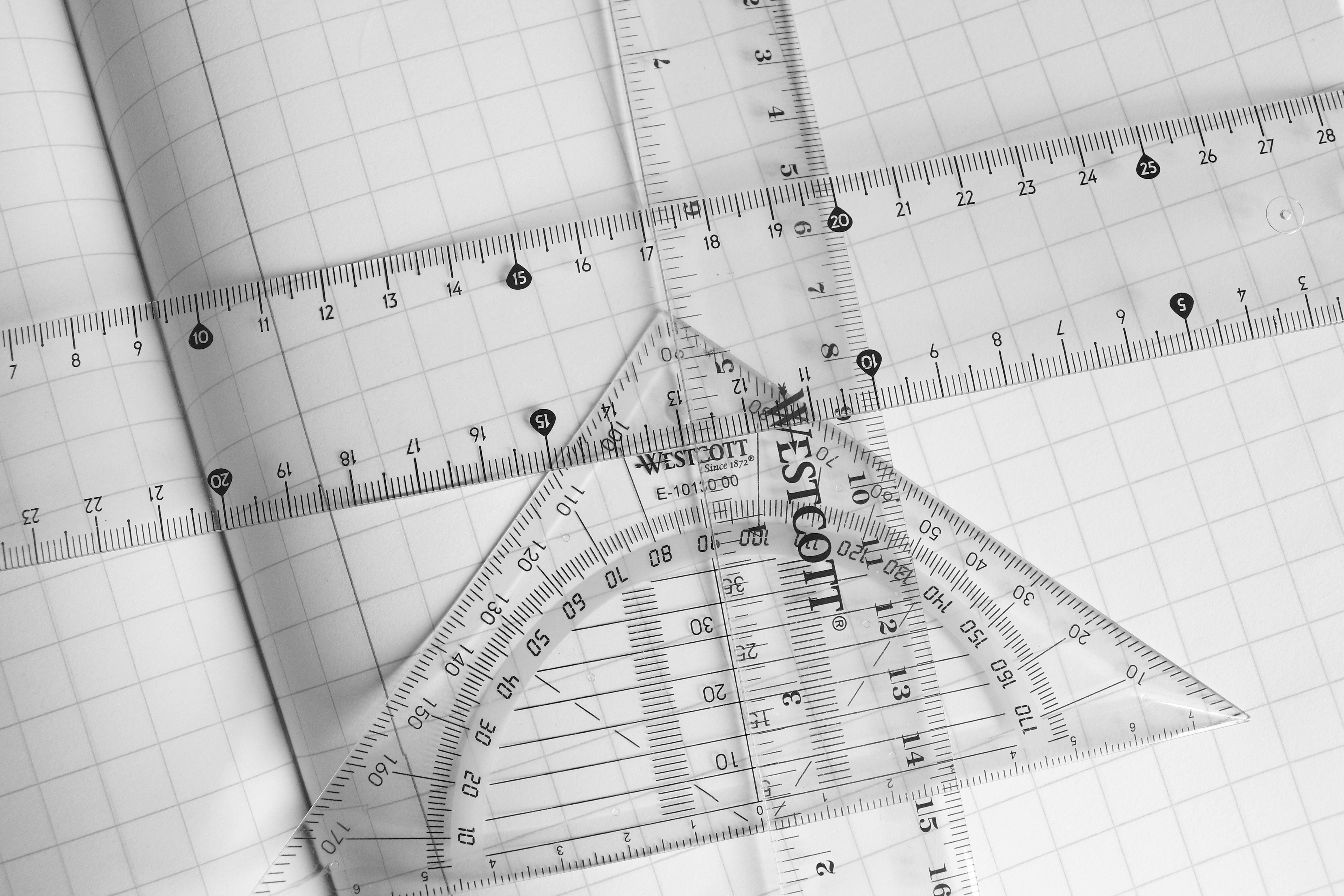 Graph Paper with Transparent Rulers and Protractor · Free Stock Photo