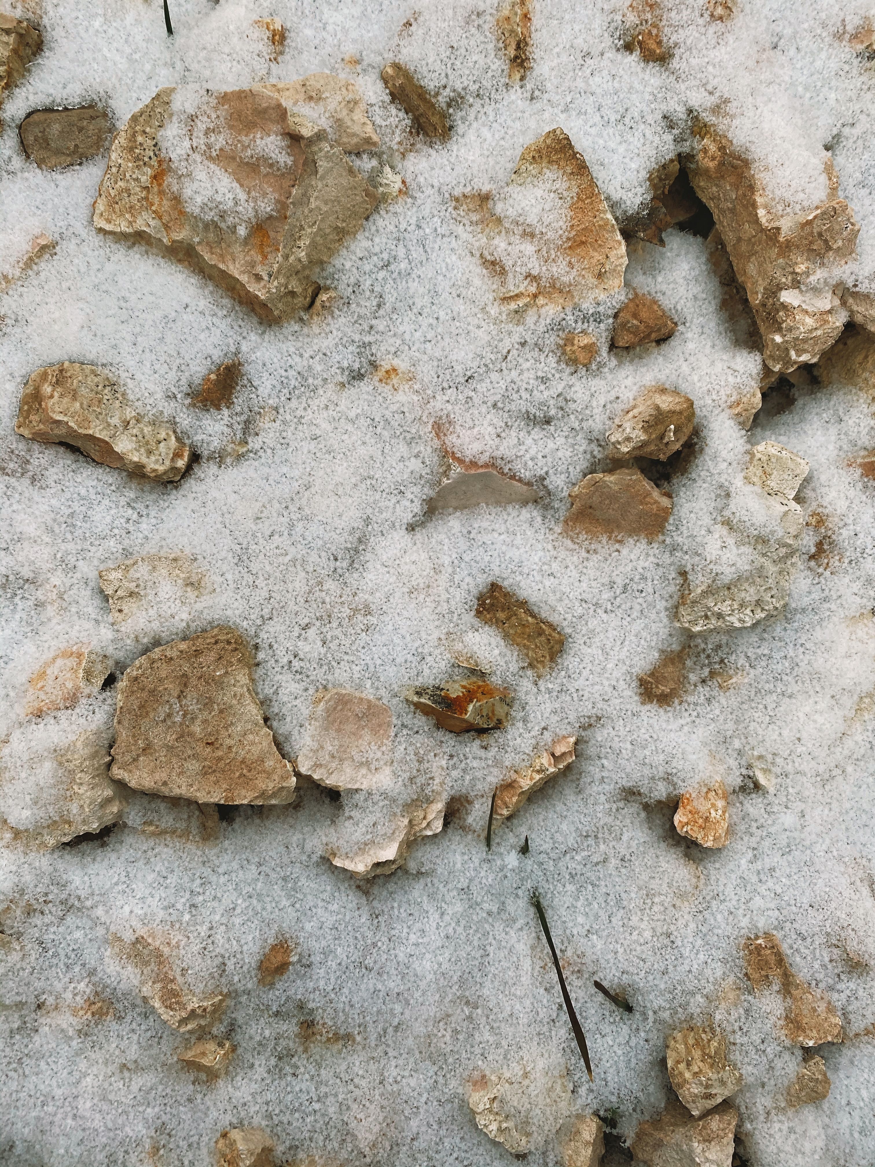 Snow-Covered Stones in Close-Up View · Free Stock Photo
