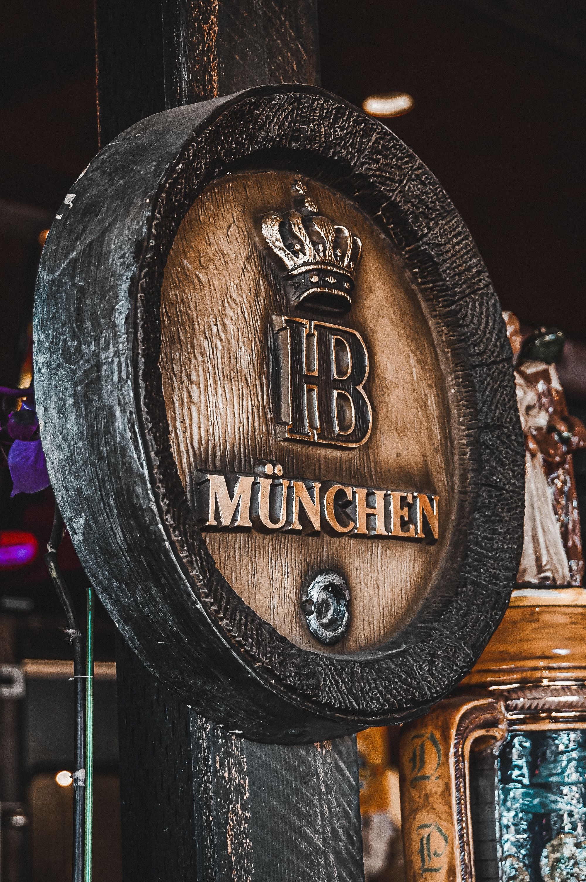 Vintage Beer Barrel with HB München Logo · Free Stock Photo