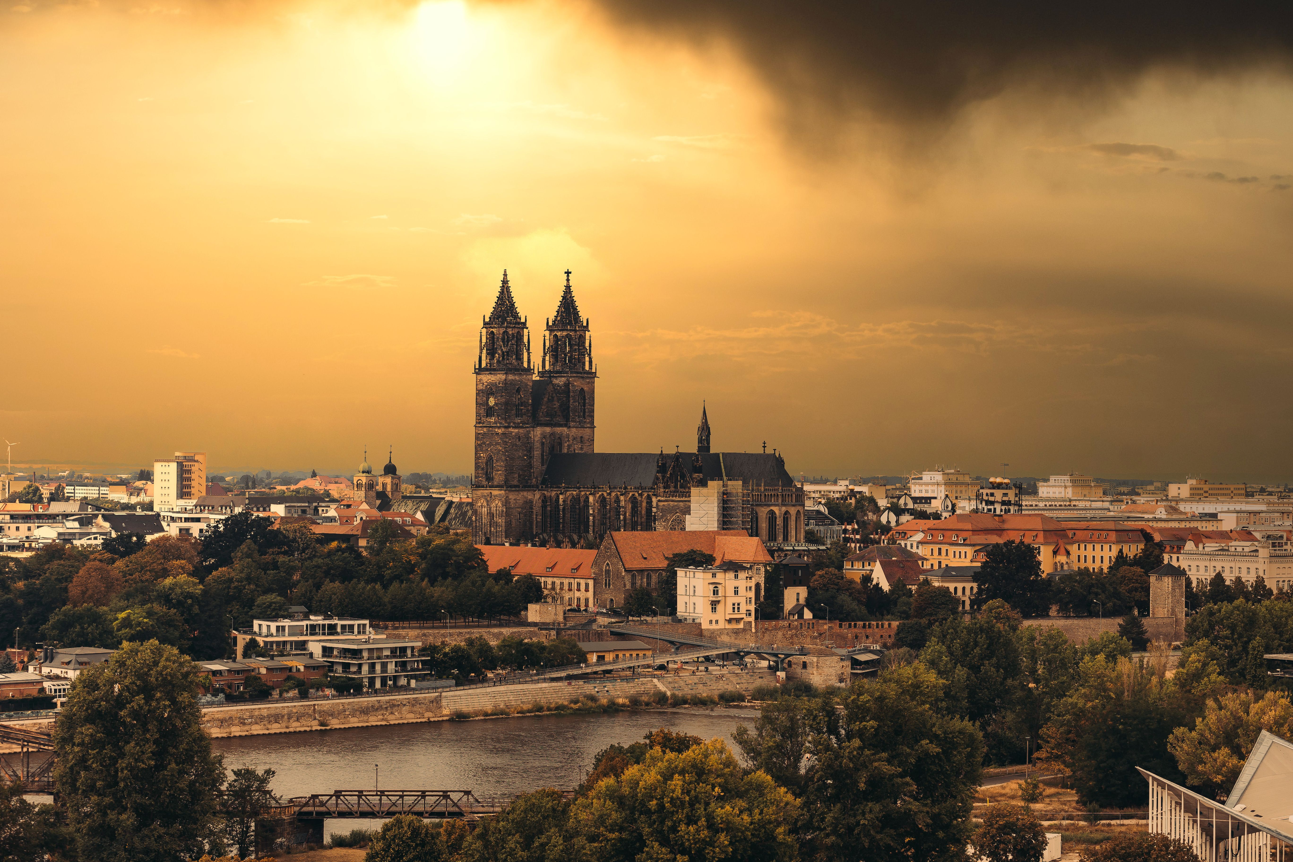 Majestic Magdeburg Cathedral at Golden Hour · Free Stock Photo