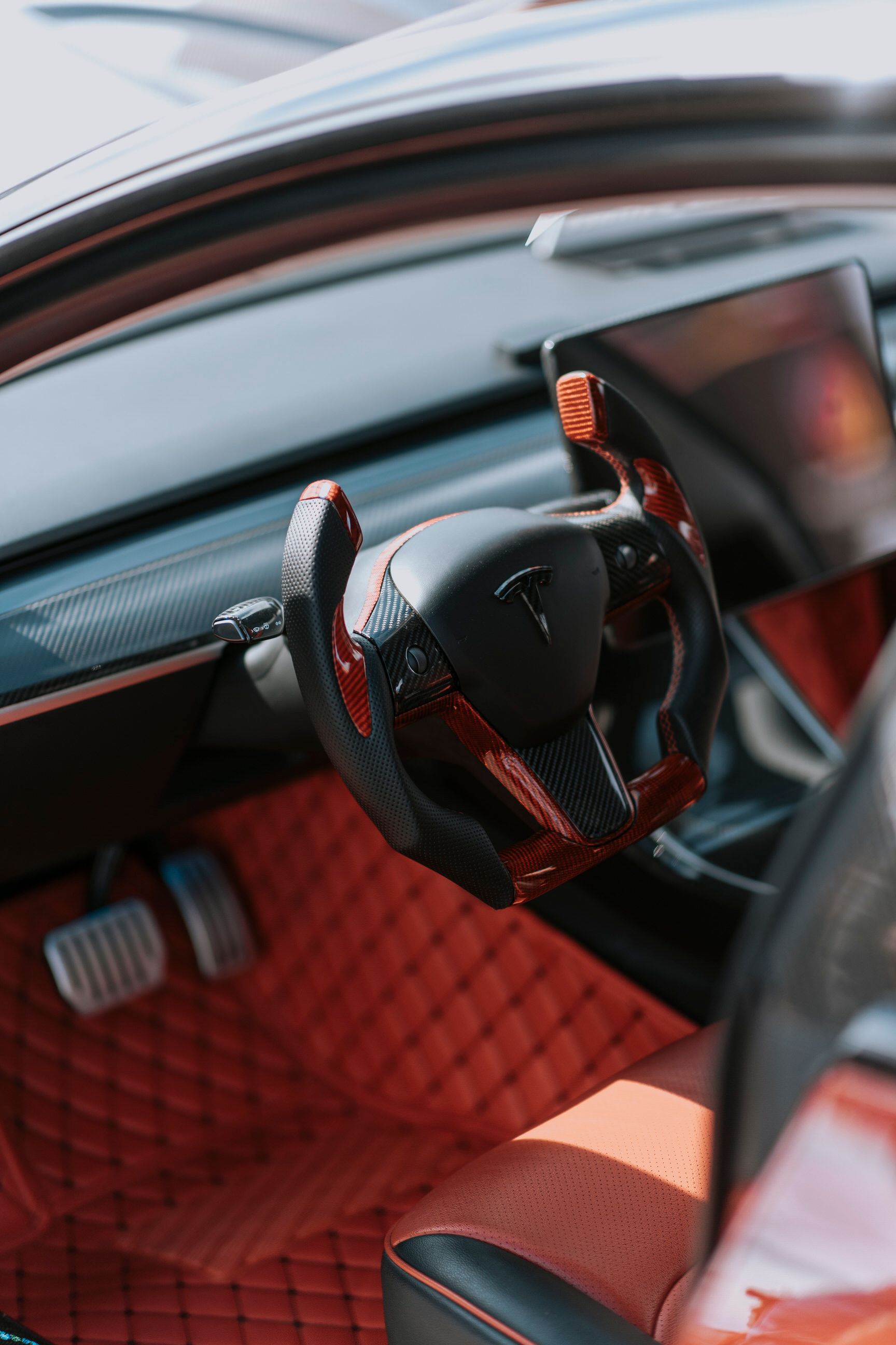 Luxury Electric Car Interior with Modern Steering · Free Stock Photo