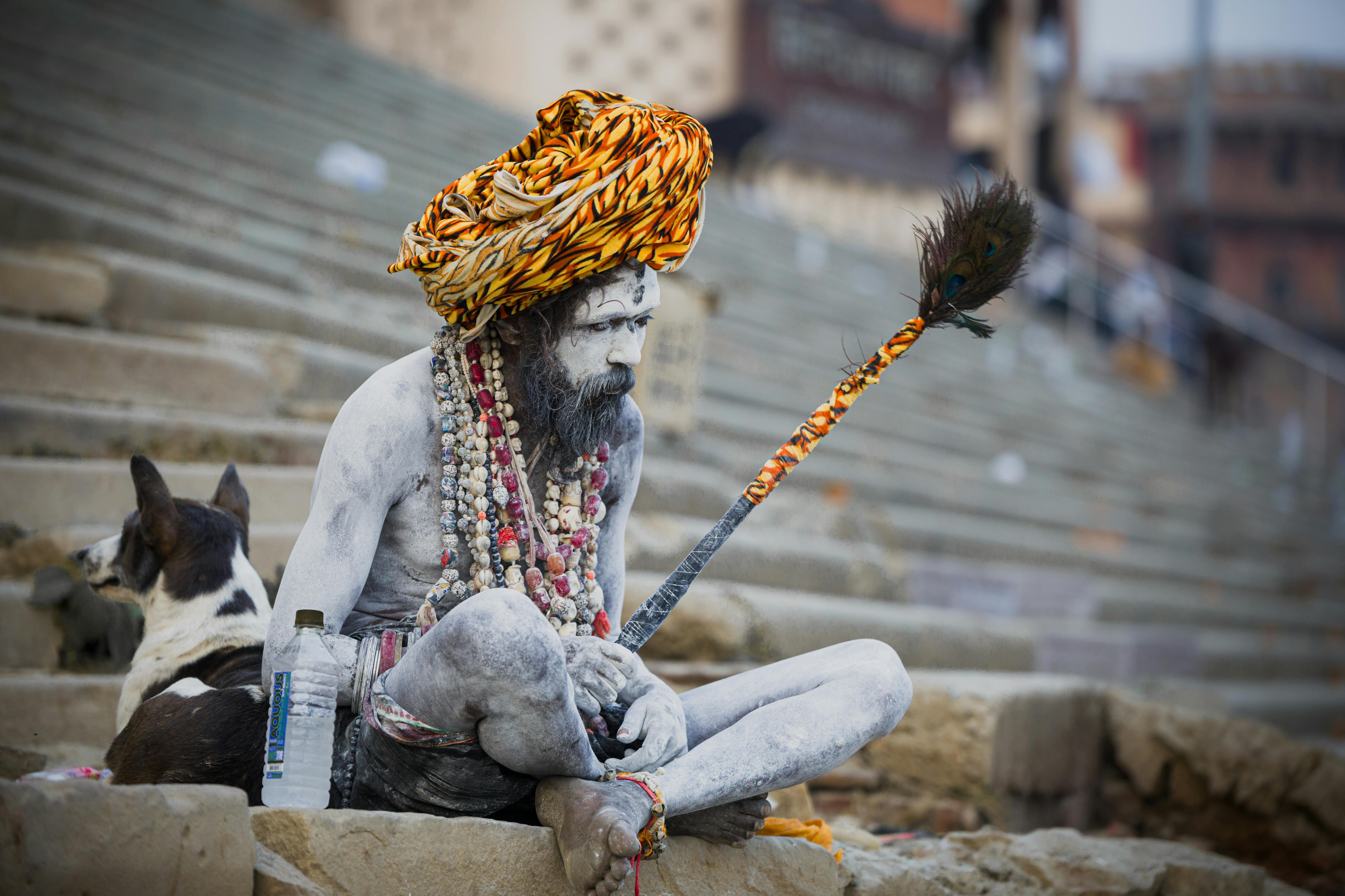 Aghori Sadhu Meditating at Varanasi Ghat · Free Stock Photo
