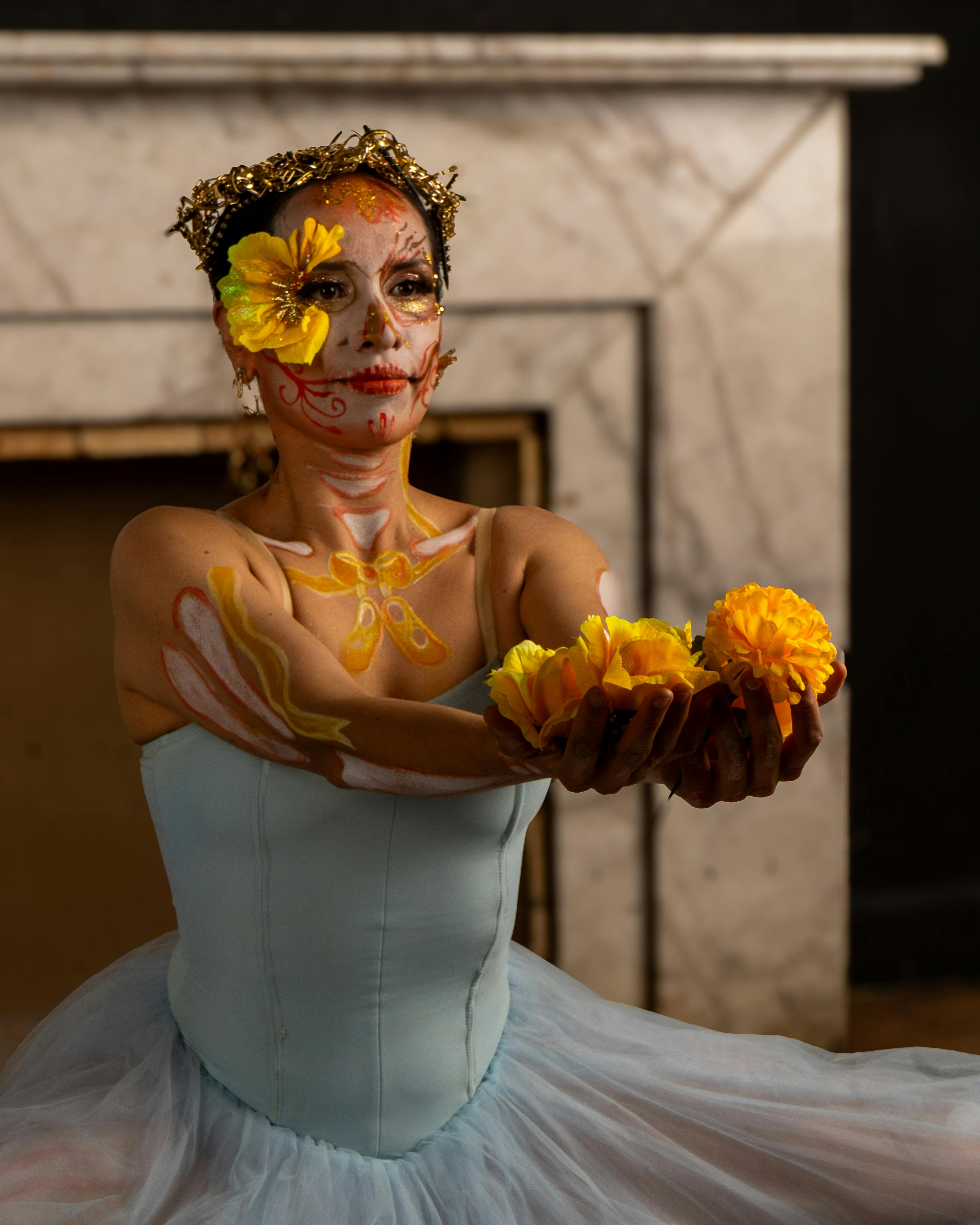 Elegant Catrina Ballet Dancer with Floral Elements · Free Stock Photo