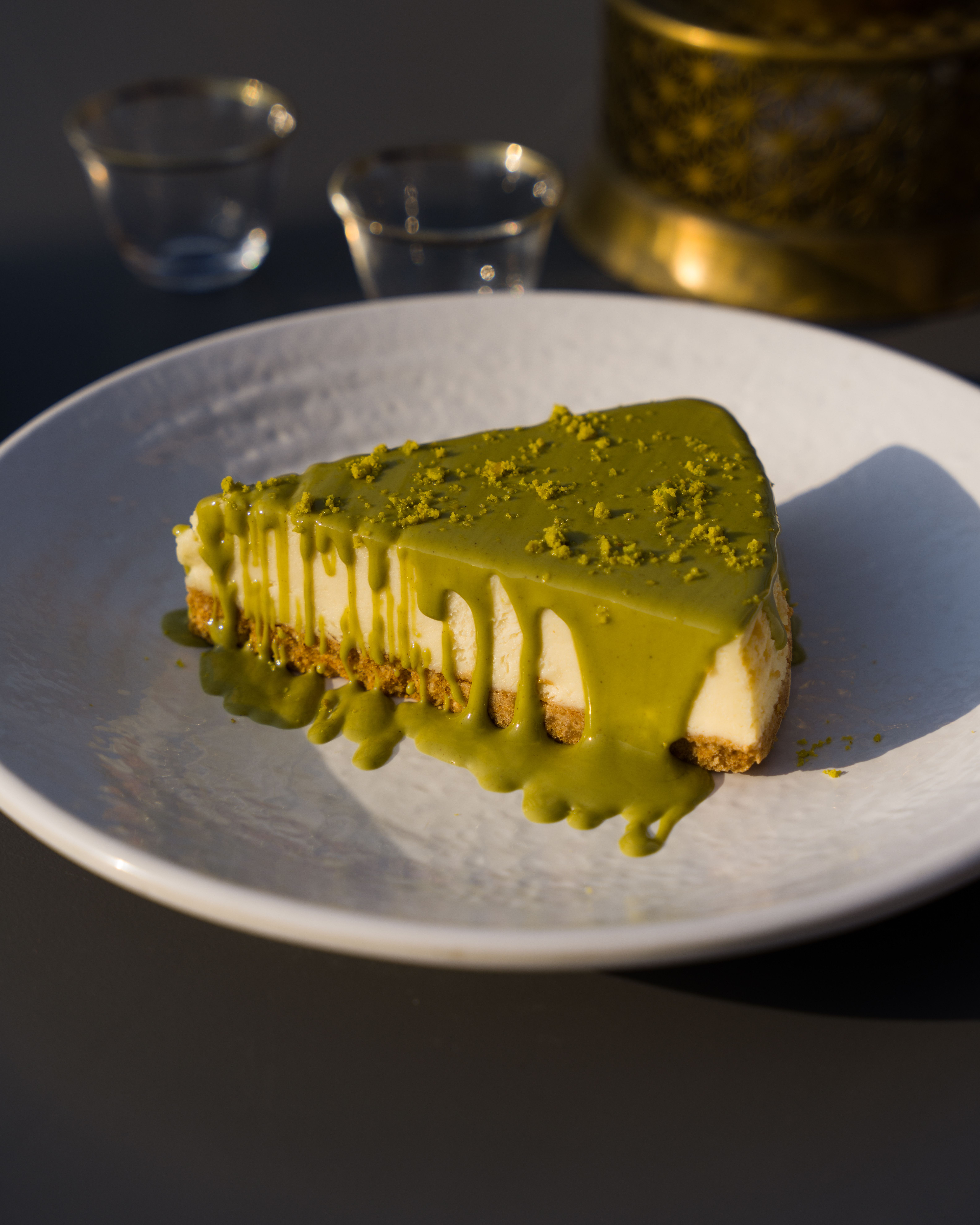 Delicious Slice of Matcha Cheesecake Dessert · Free Stock Photo