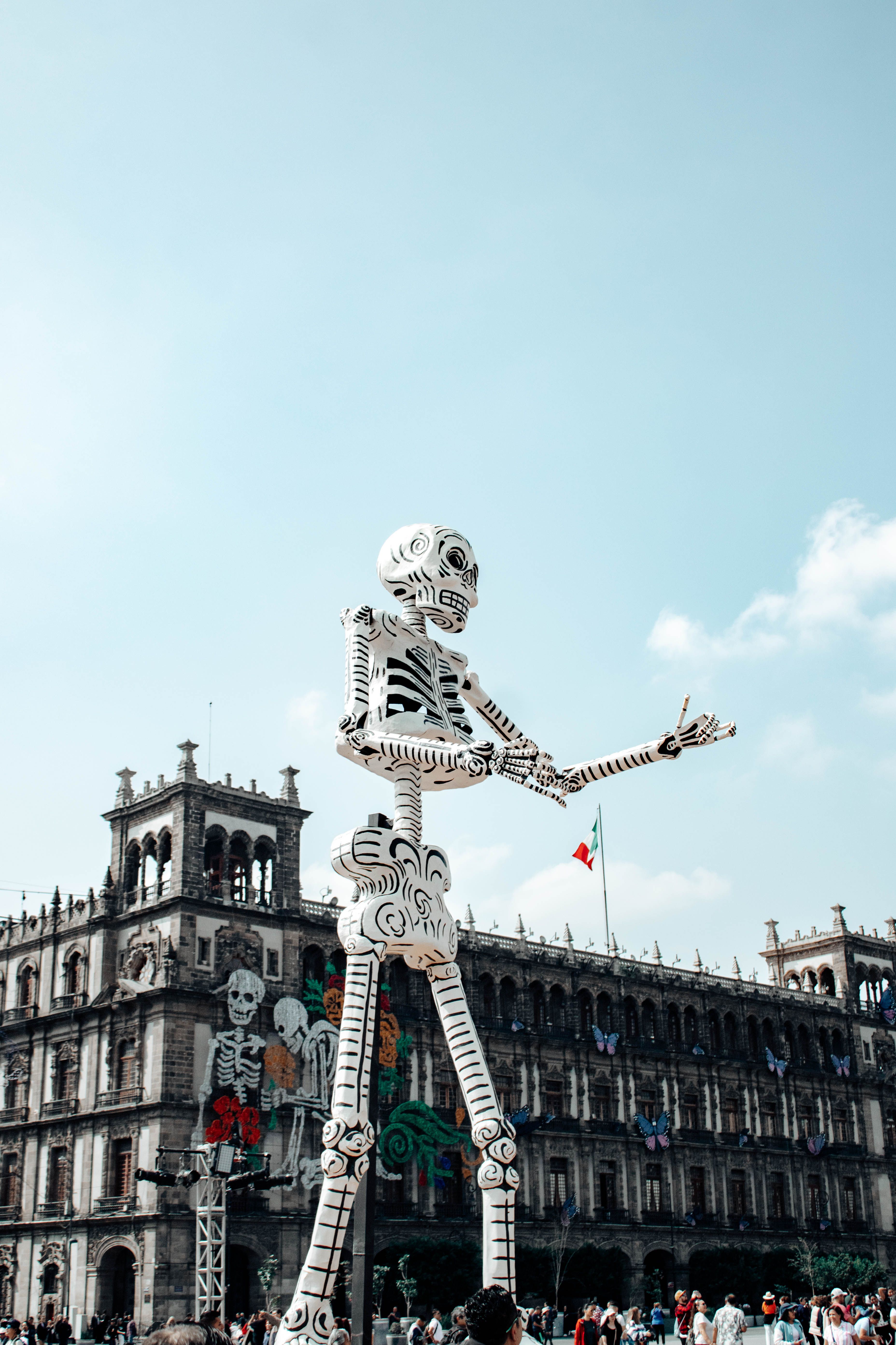 Skeleton Sculpture in Zócalo during Day of the Dead · Free Stock Photo