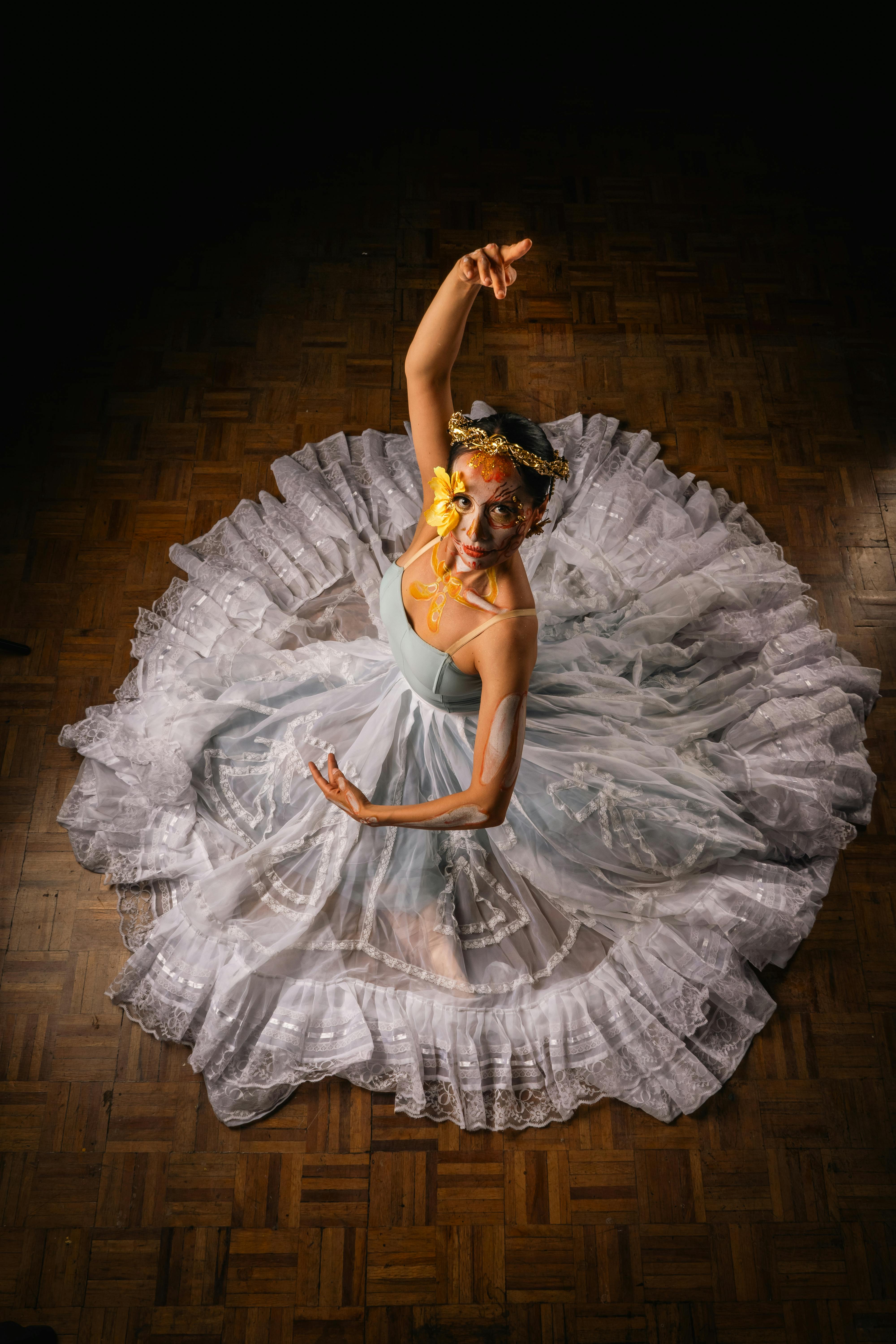 Elegant Ballet Dancer with Catrina Makeup · Free Stock Photo