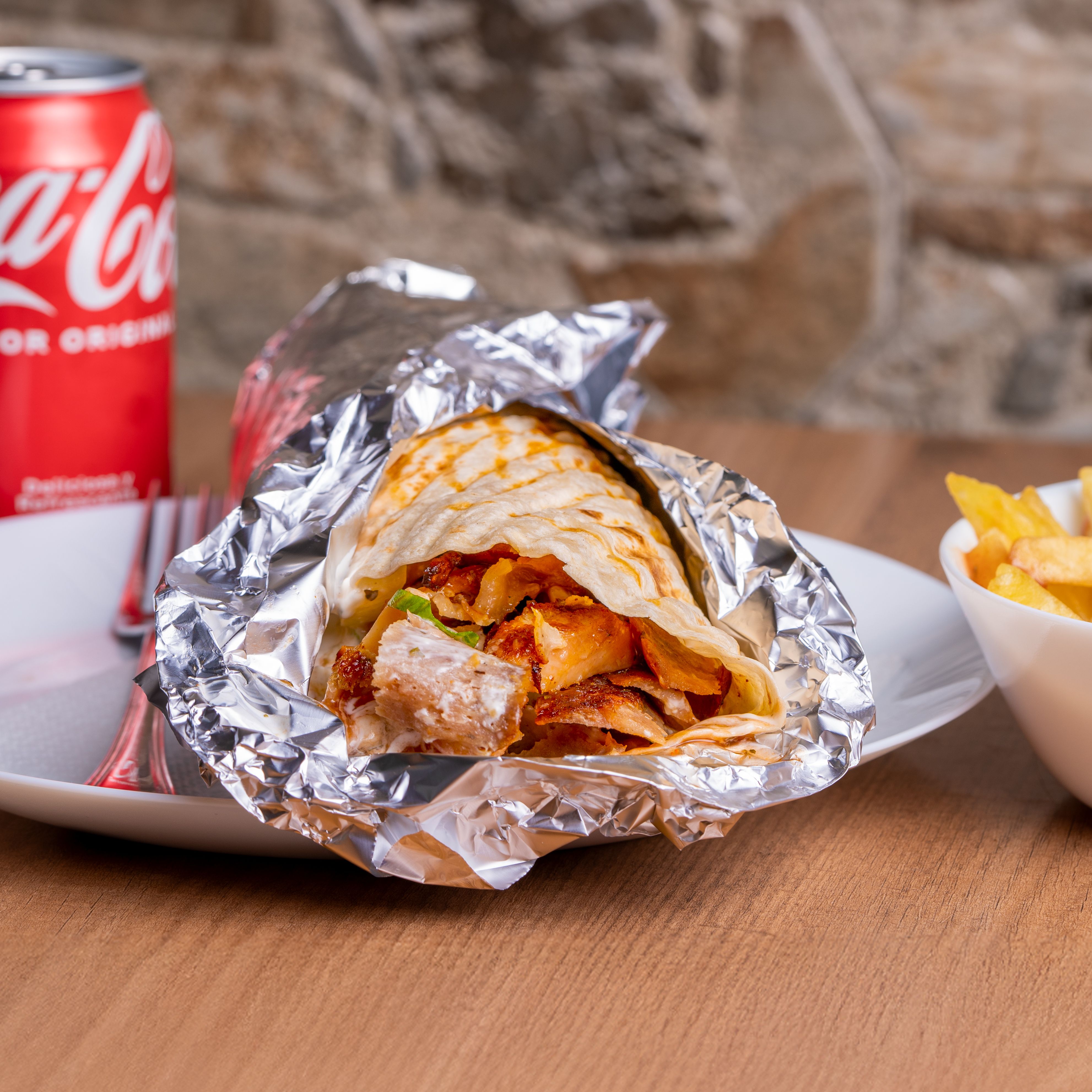 Delicious Chicken Wrap with Fries and Soda · Free Stock Photo