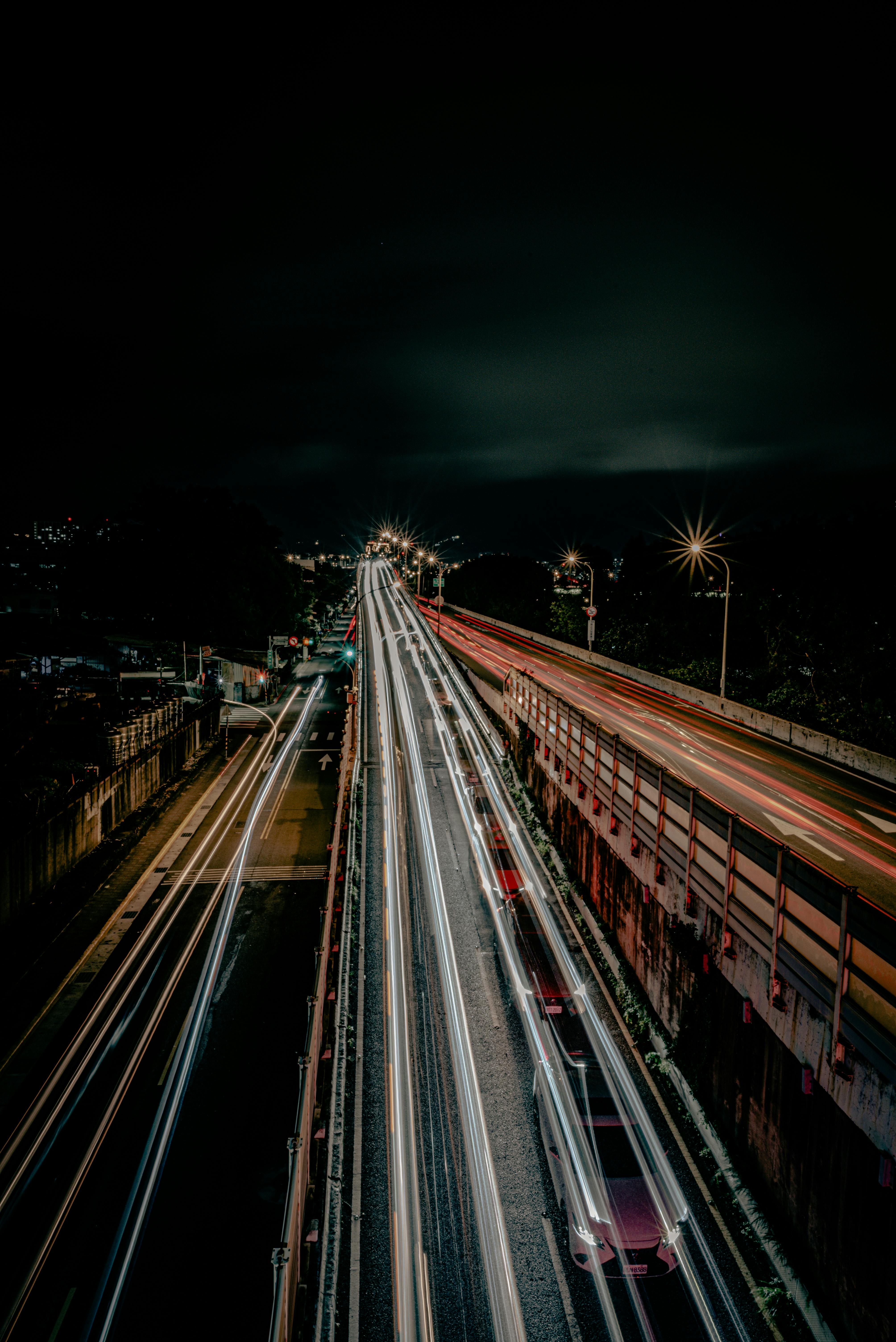 Taipei Night Traffic Long Exposure · Free Stock Photo