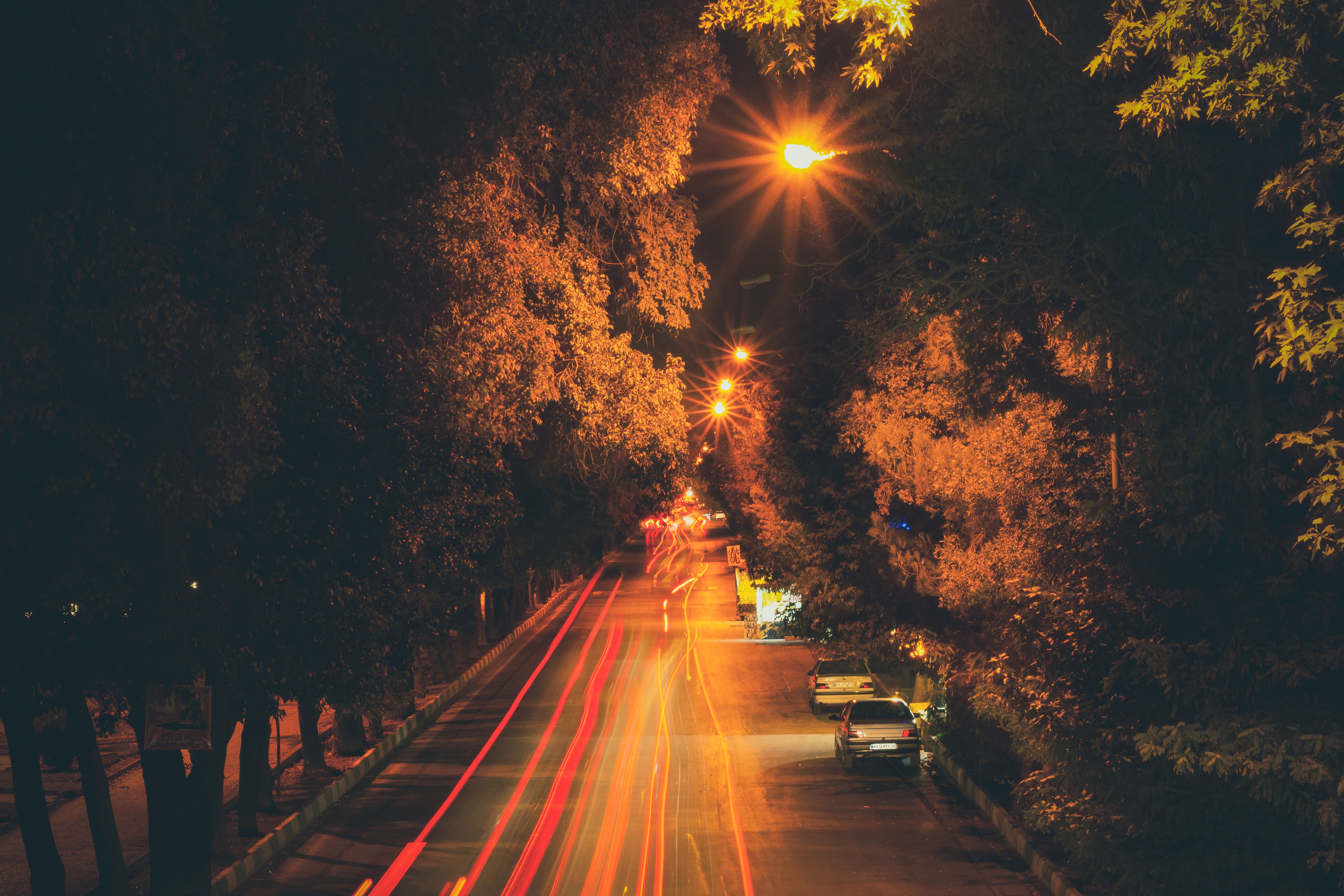 Night Street Scene with Long Exposure in Kermanshah · Free Stock Photo