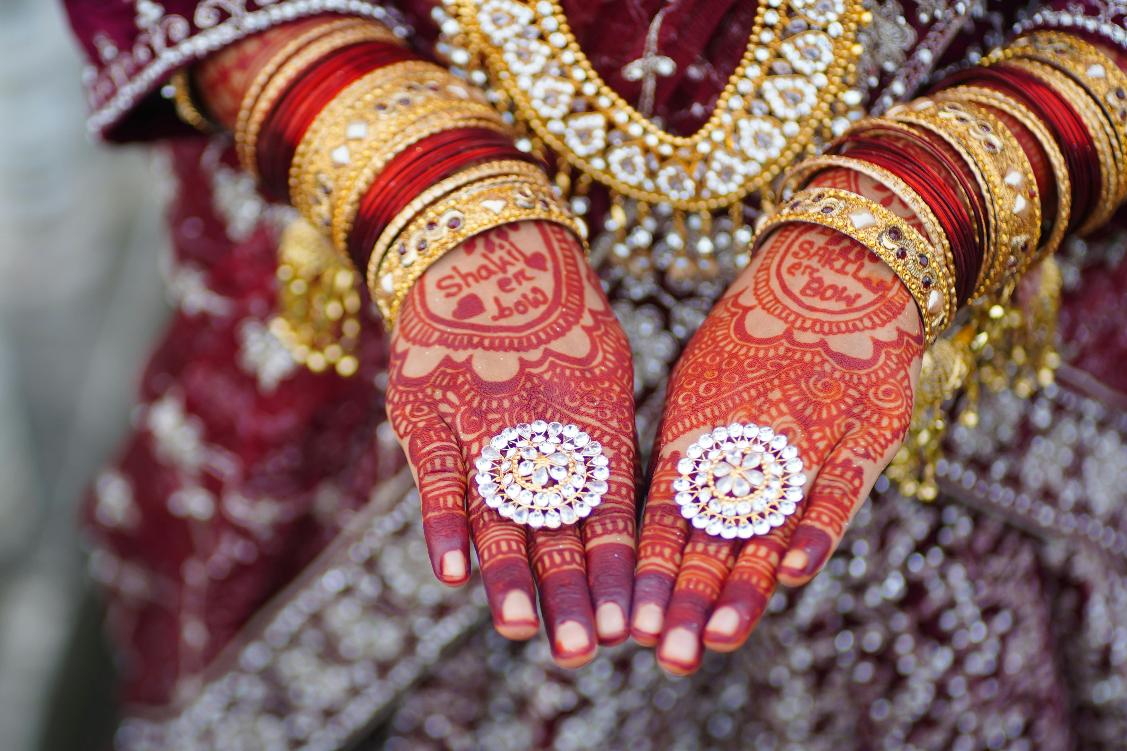 Intricate Bridal Henna with Jewelry and Bangles · Free Stock Photo