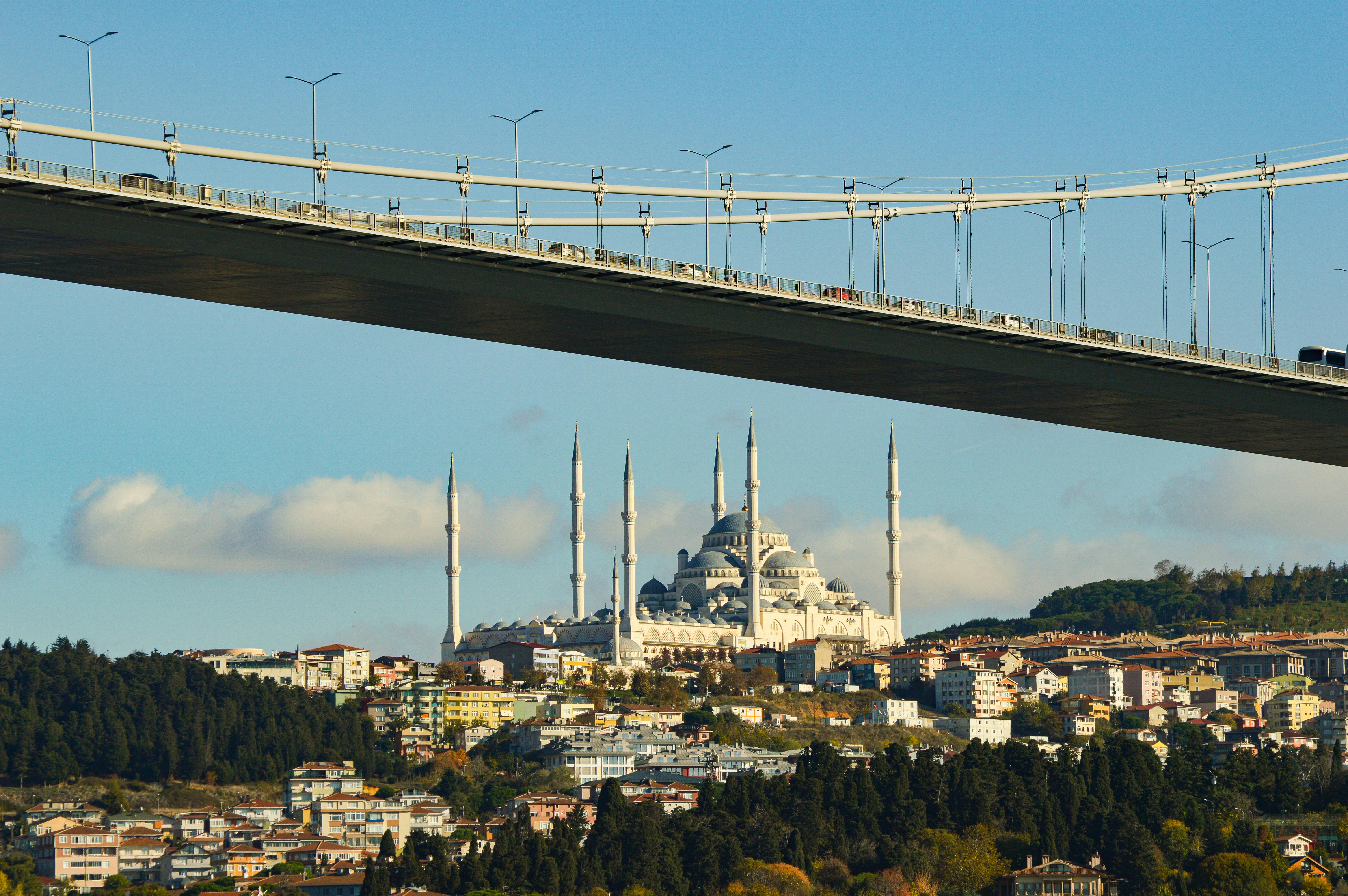Istanbul Mosque and Bosphorus Bridge View · Free Stock Photo
