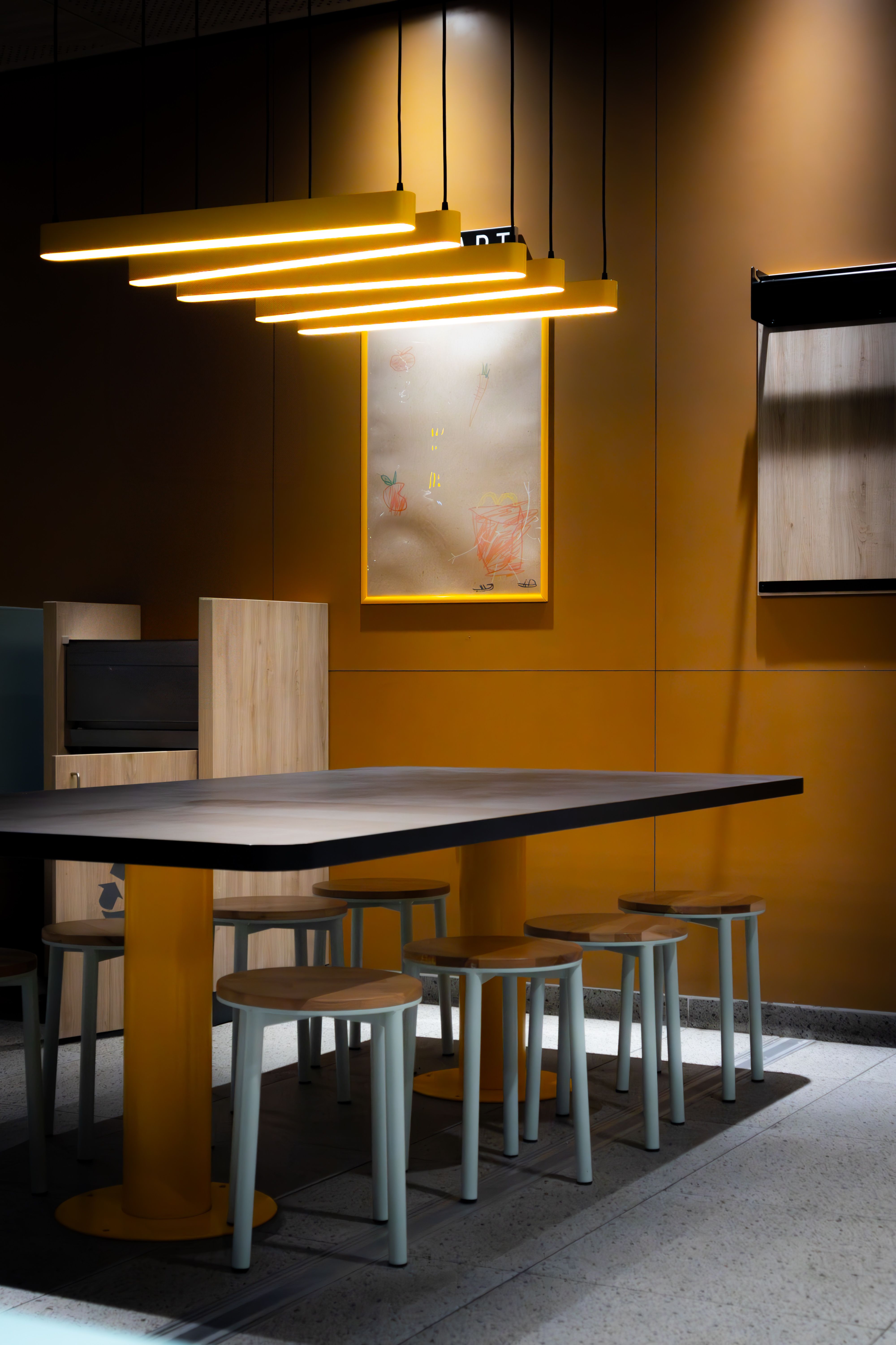 Modern Dining Area with Stylish Lighting · Free Stock Photo