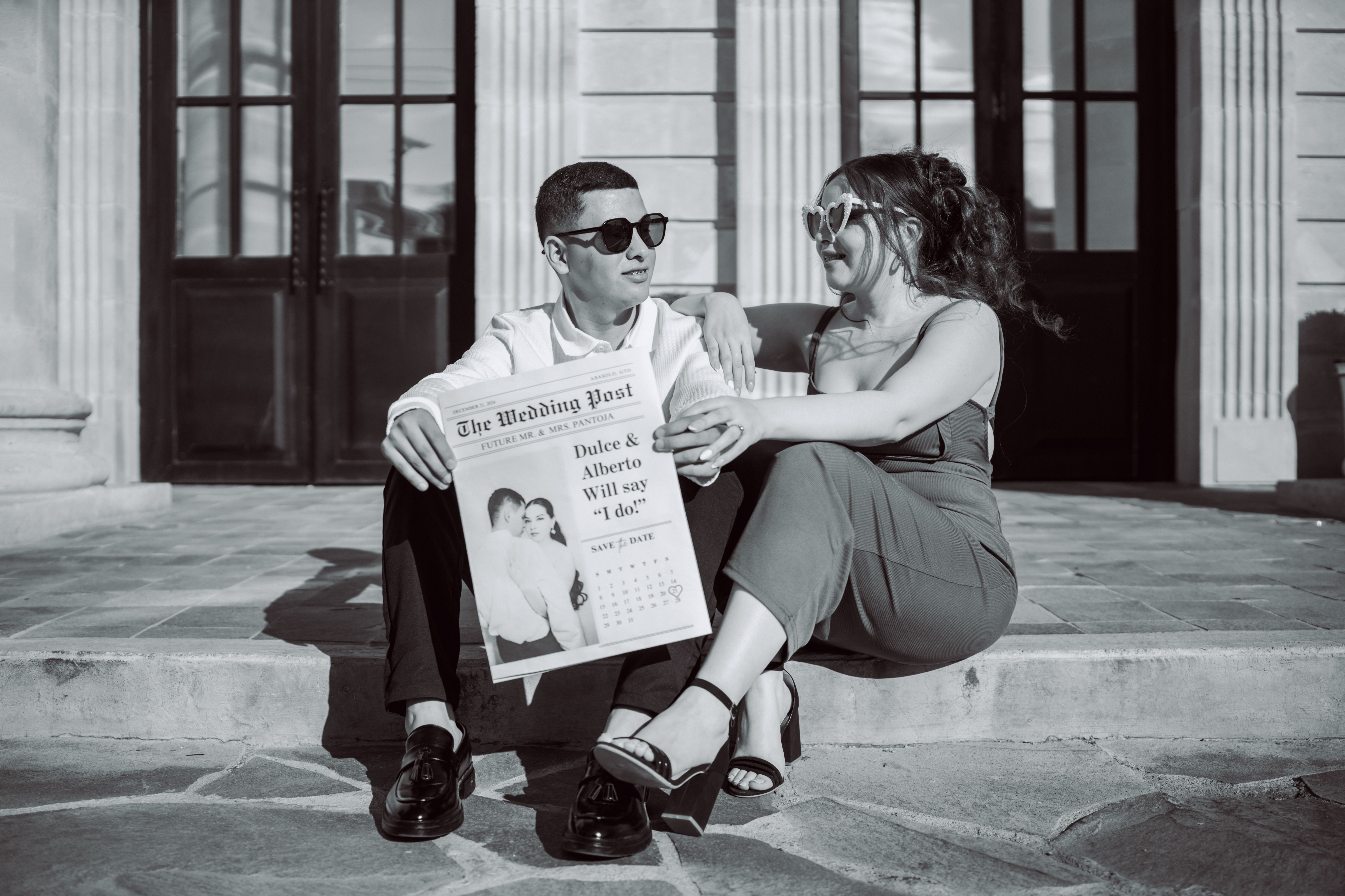 Couple Announces Engagement with Newspaper Theme · Free Stock Photo