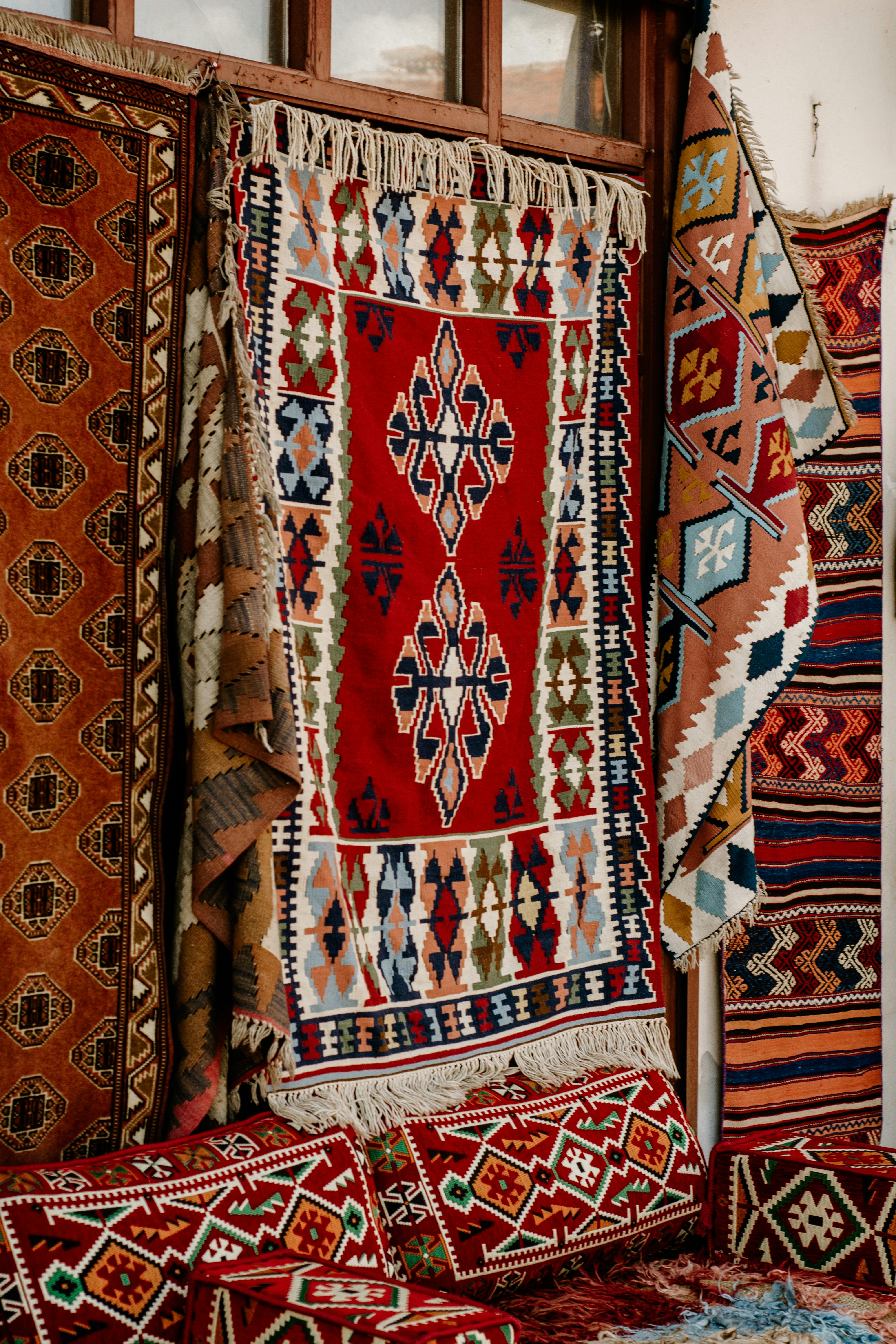 Black White and Red Tribal Rug · Free Stock Photo