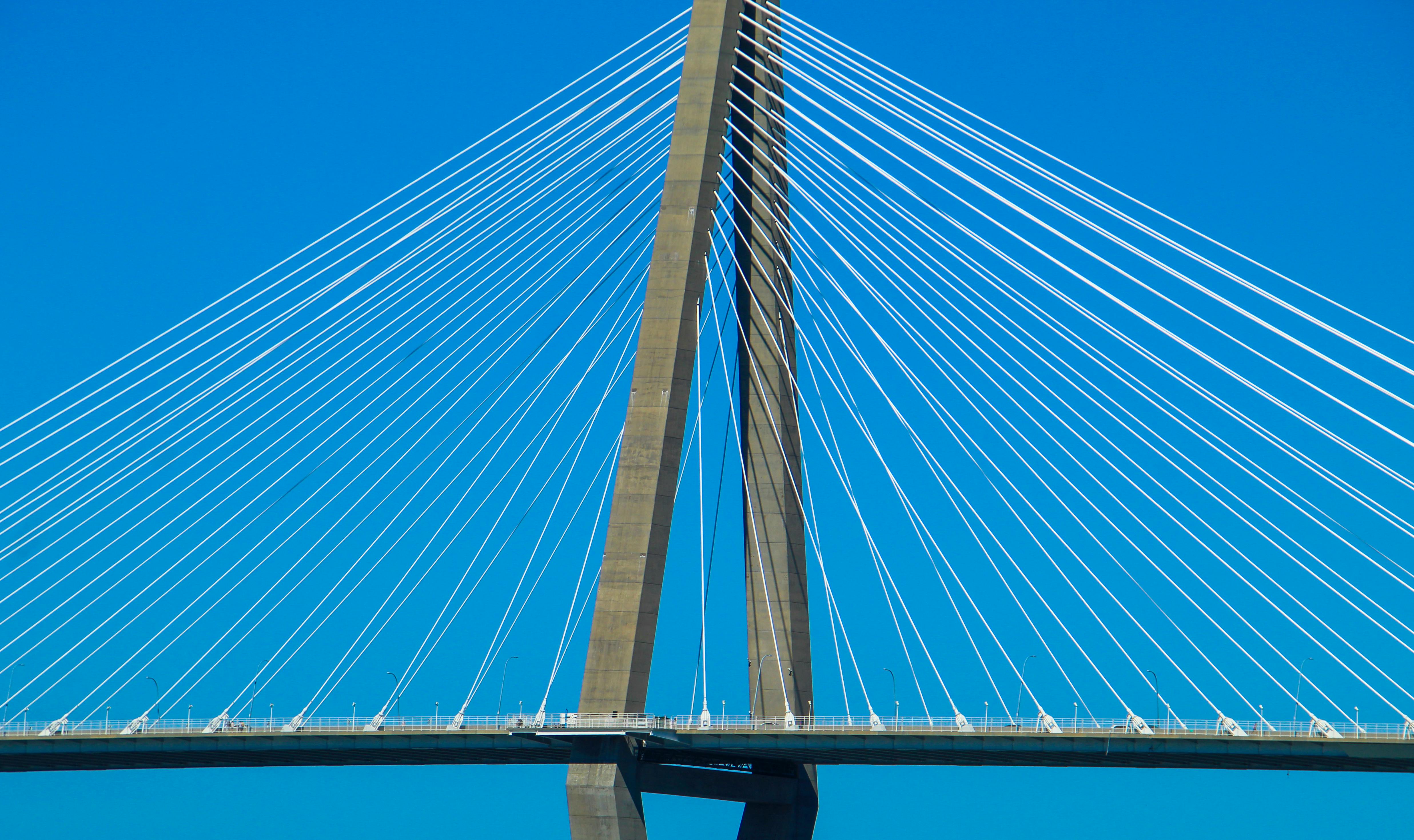 Modern Cable-Stayed Bridge Against Blue Sky · Free Stock Photo