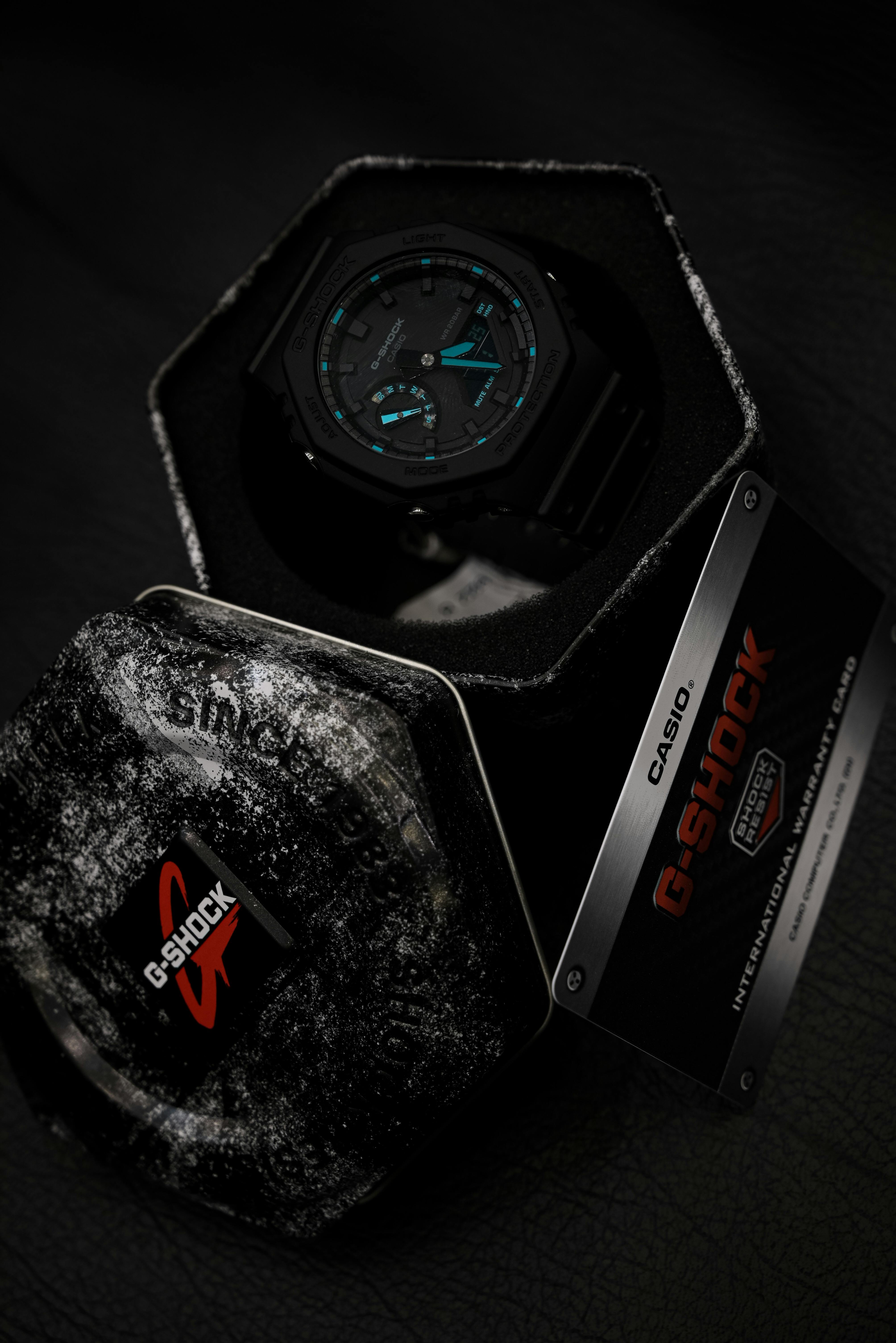 Casio G-Shock Watch in Display Box on Leather Surface · Free Stock Photo
