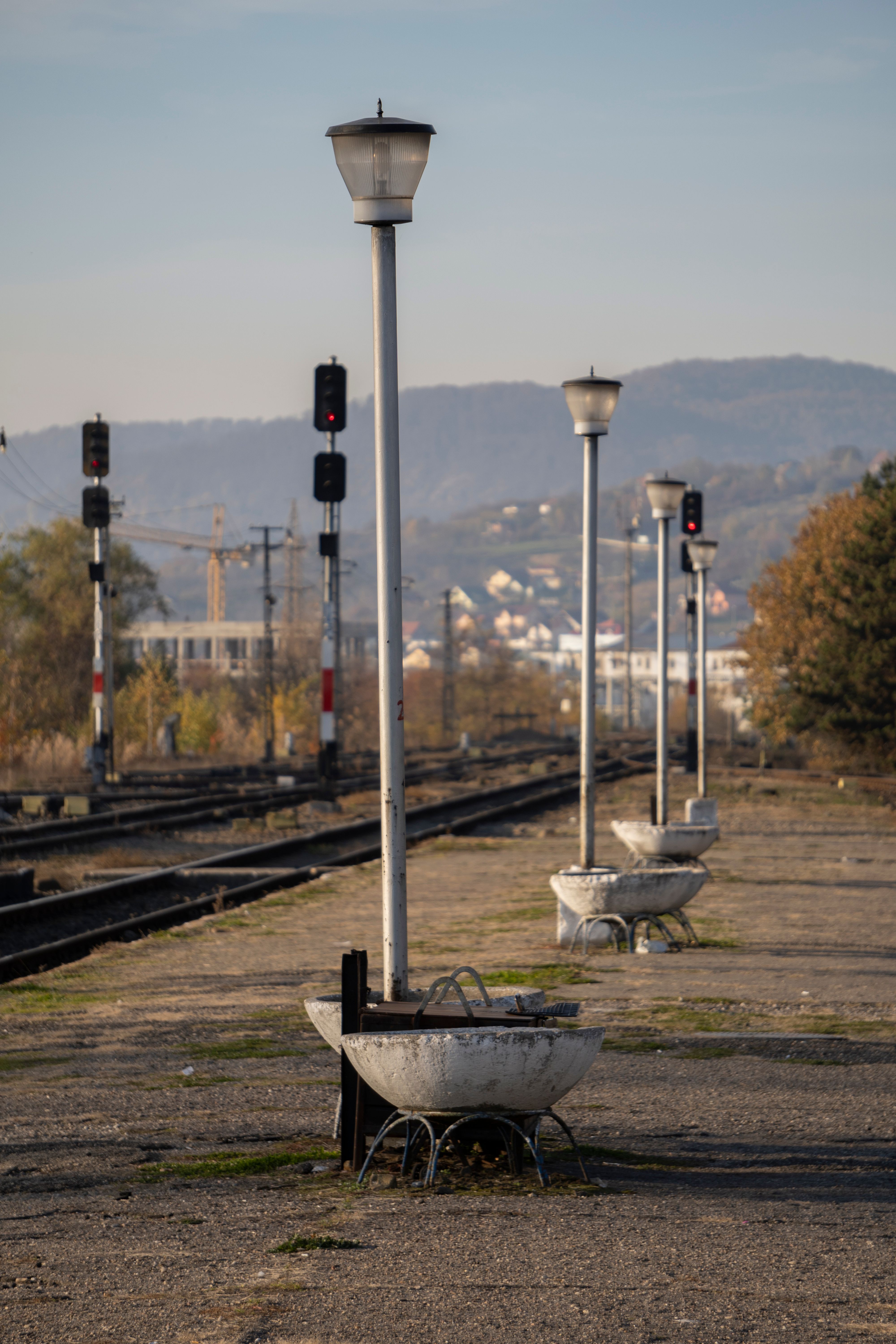 Rustic Train Station with Vintage Lamp Posts · Free Stock Photo