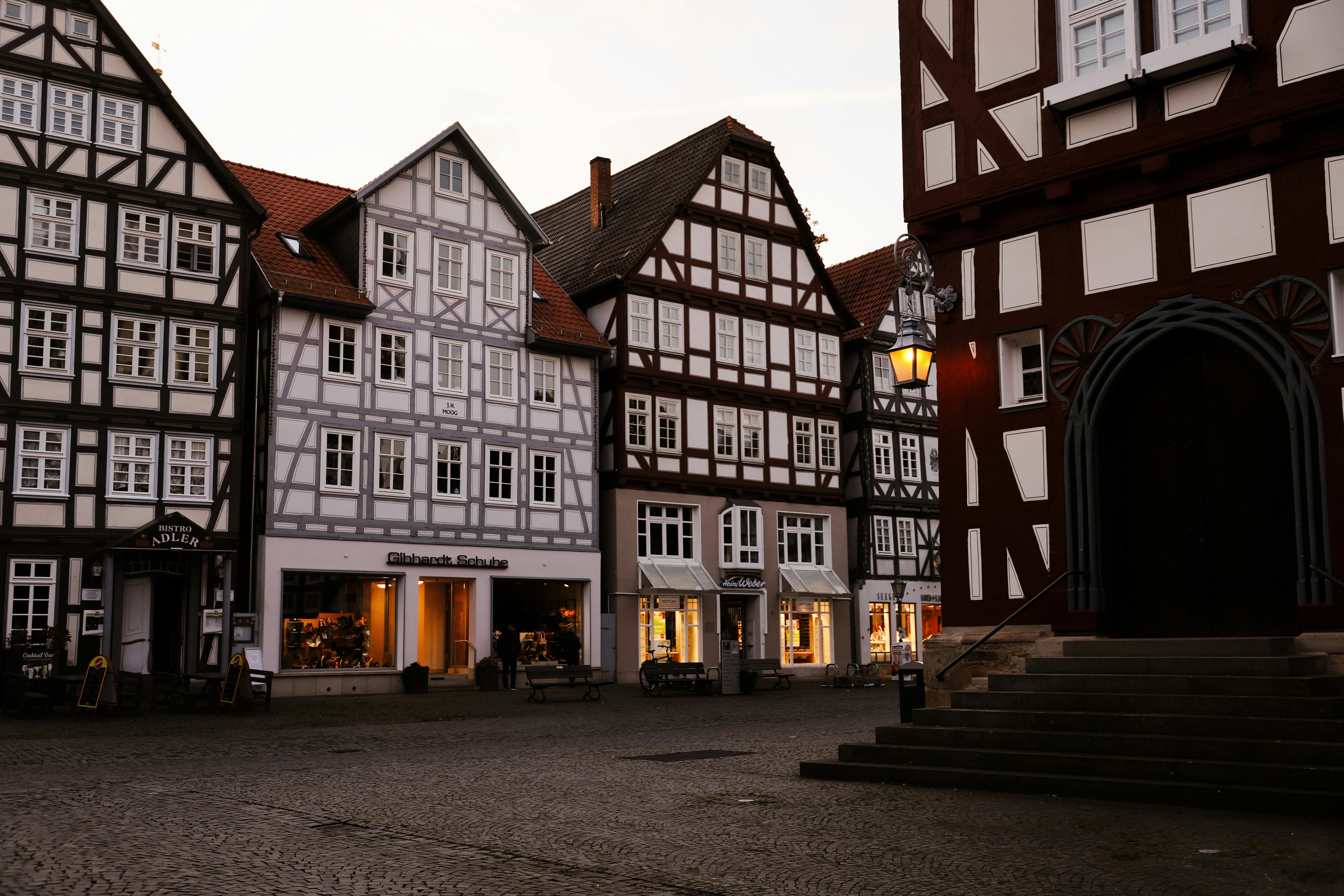 Evening View of Fachwerk Houses in Melsungen · Free Stock Photo