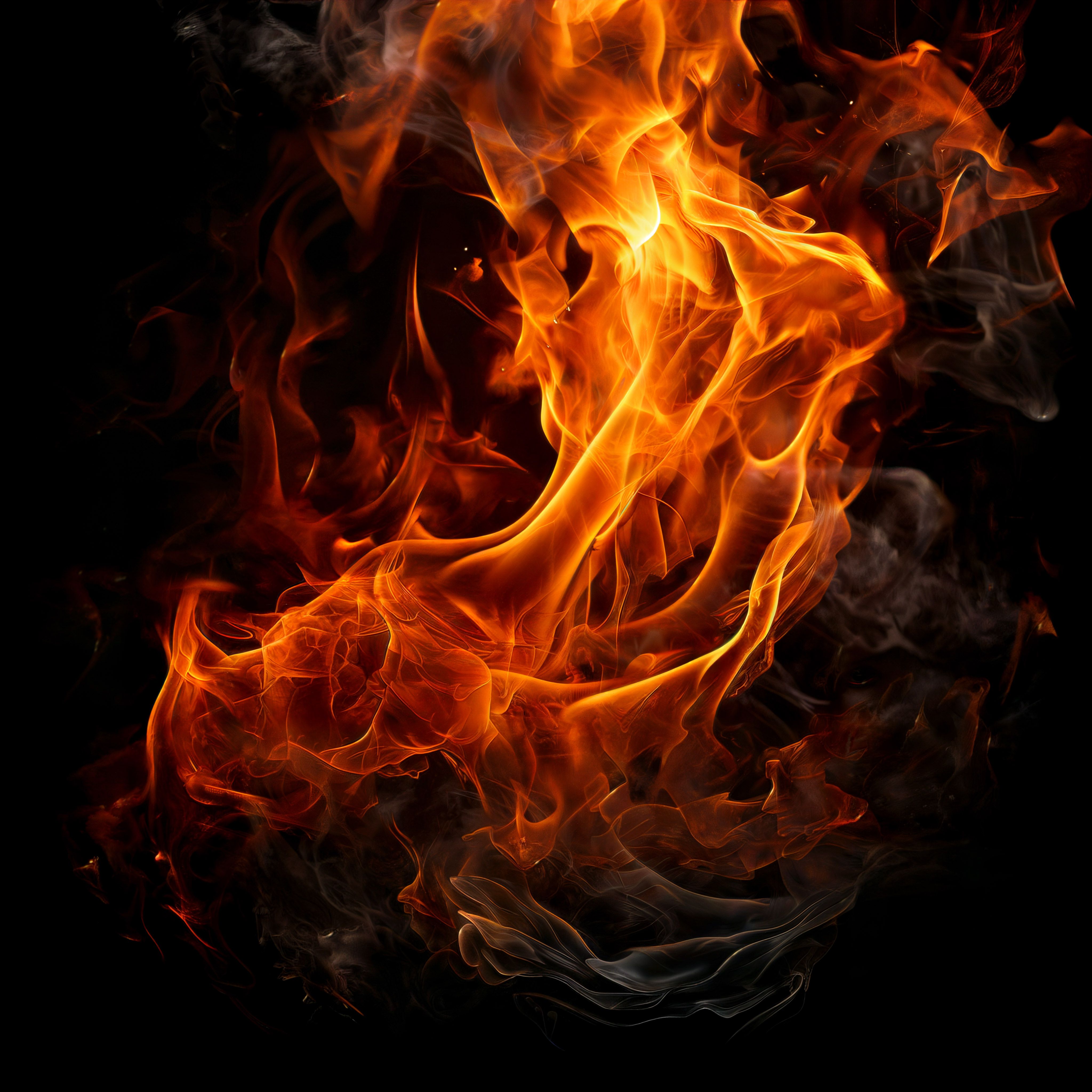 Dynamic Flames with Black Background · Free Stock Photo