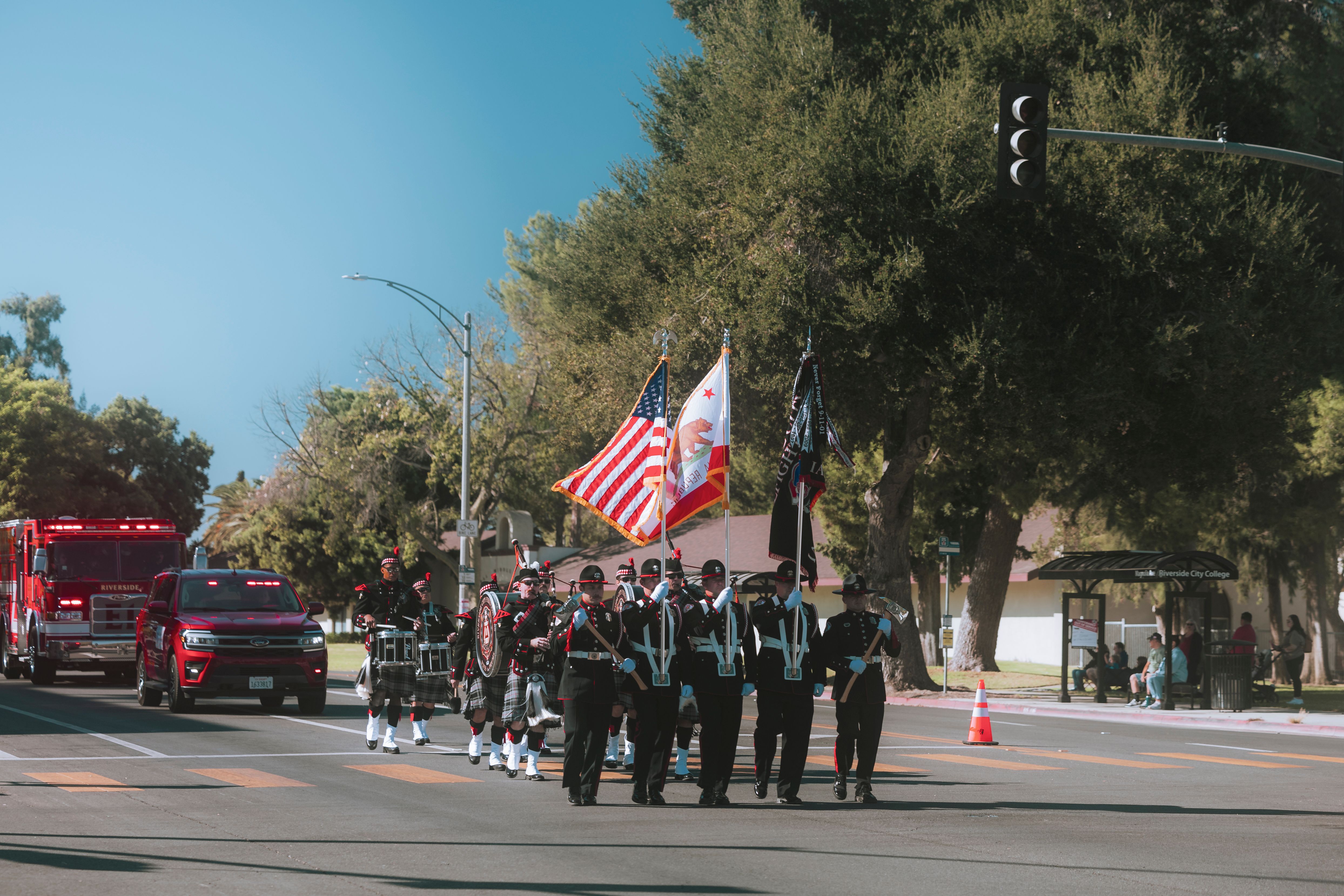 Patriotic Parade with Color Guard Marching · Free Stock Photo