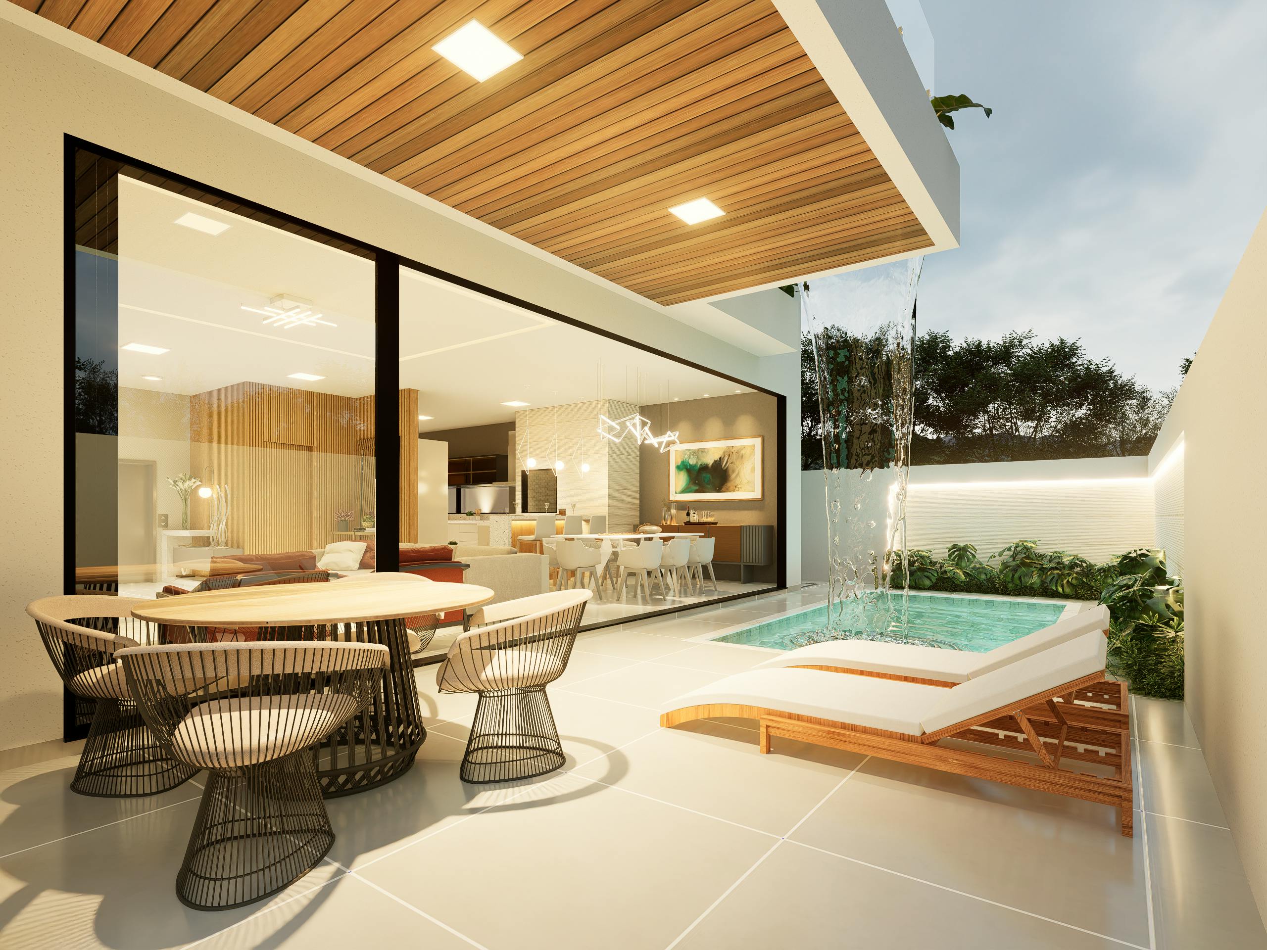 Modern Brazilian Patio with Pool and Seating · Free Stock Photo