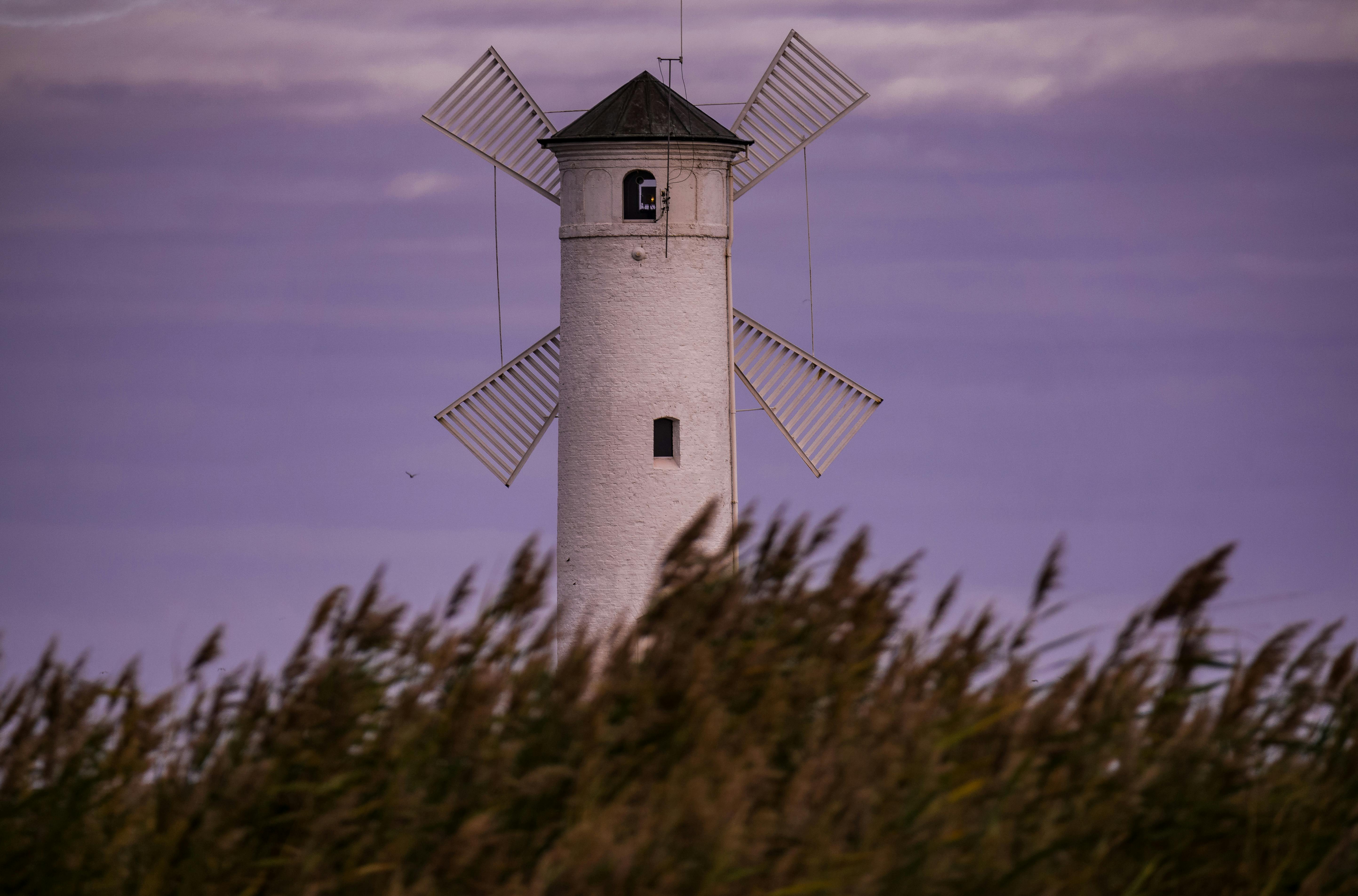 Scenic Windmill against Purple Sky · Free Stock Photo