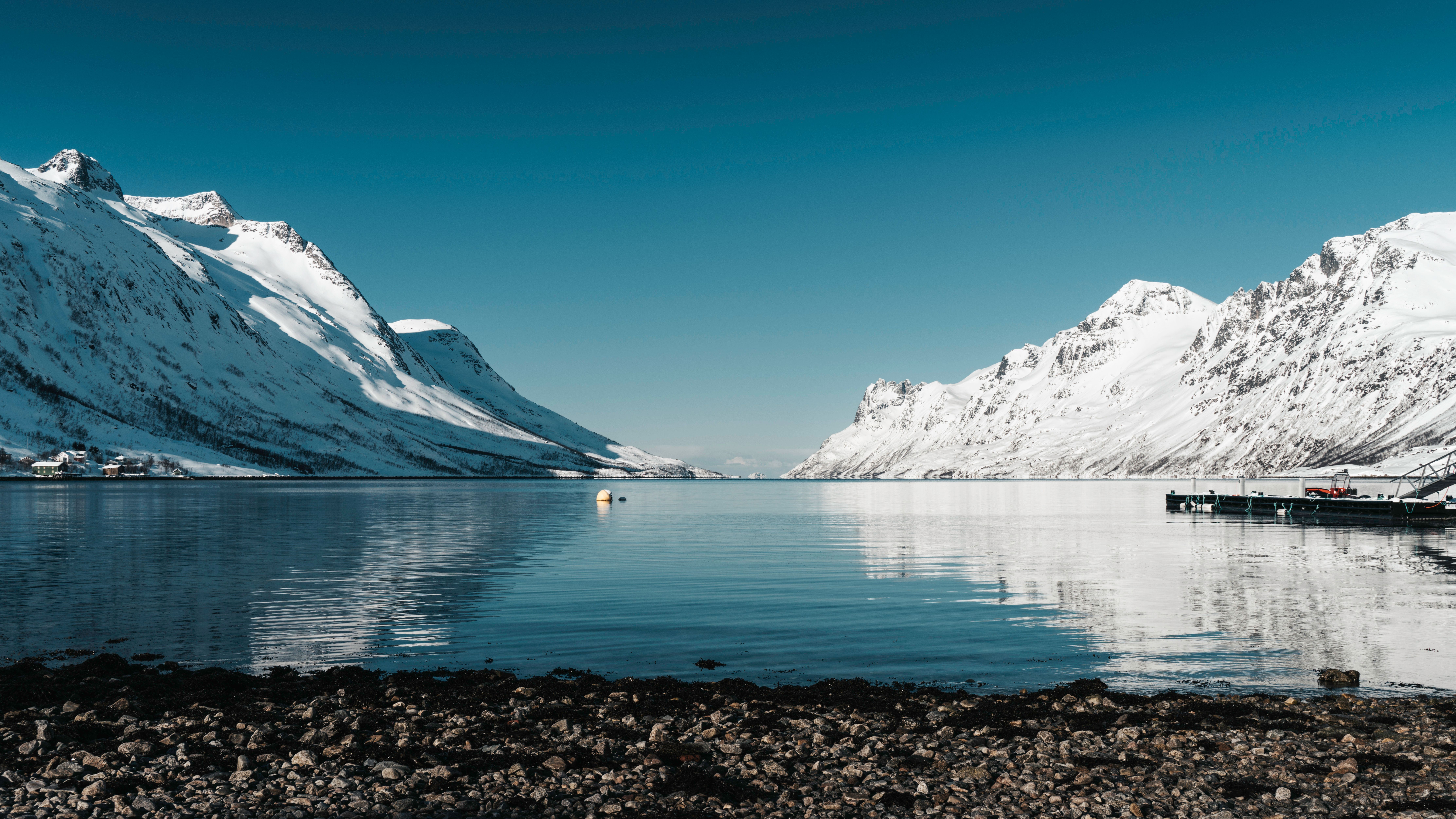 Scenic View of Snow-Covered Norwegian Fjord · Free Stock Photo