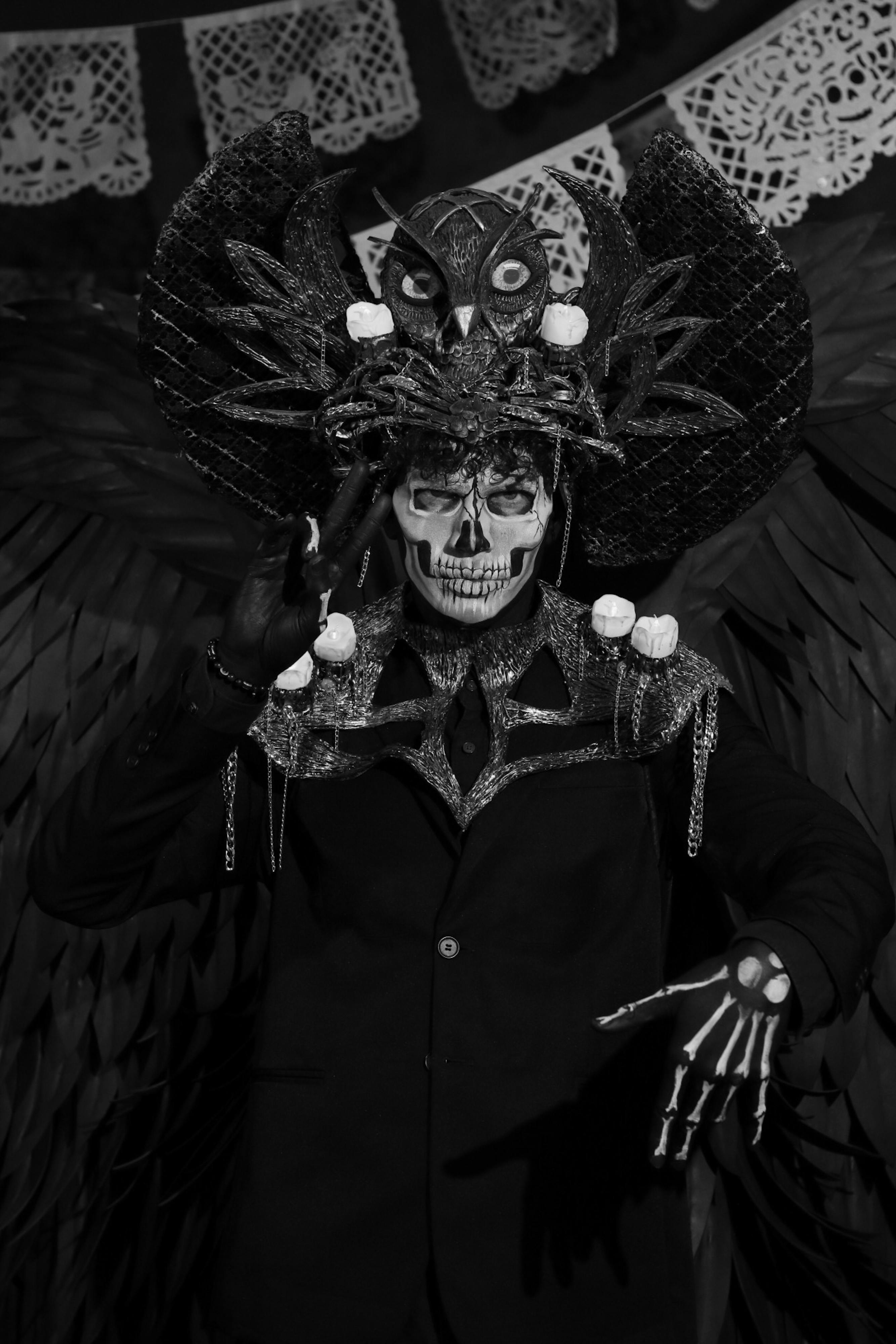 Dramatic Halloween Skeleton Costume Portrait · Free Stock Photo