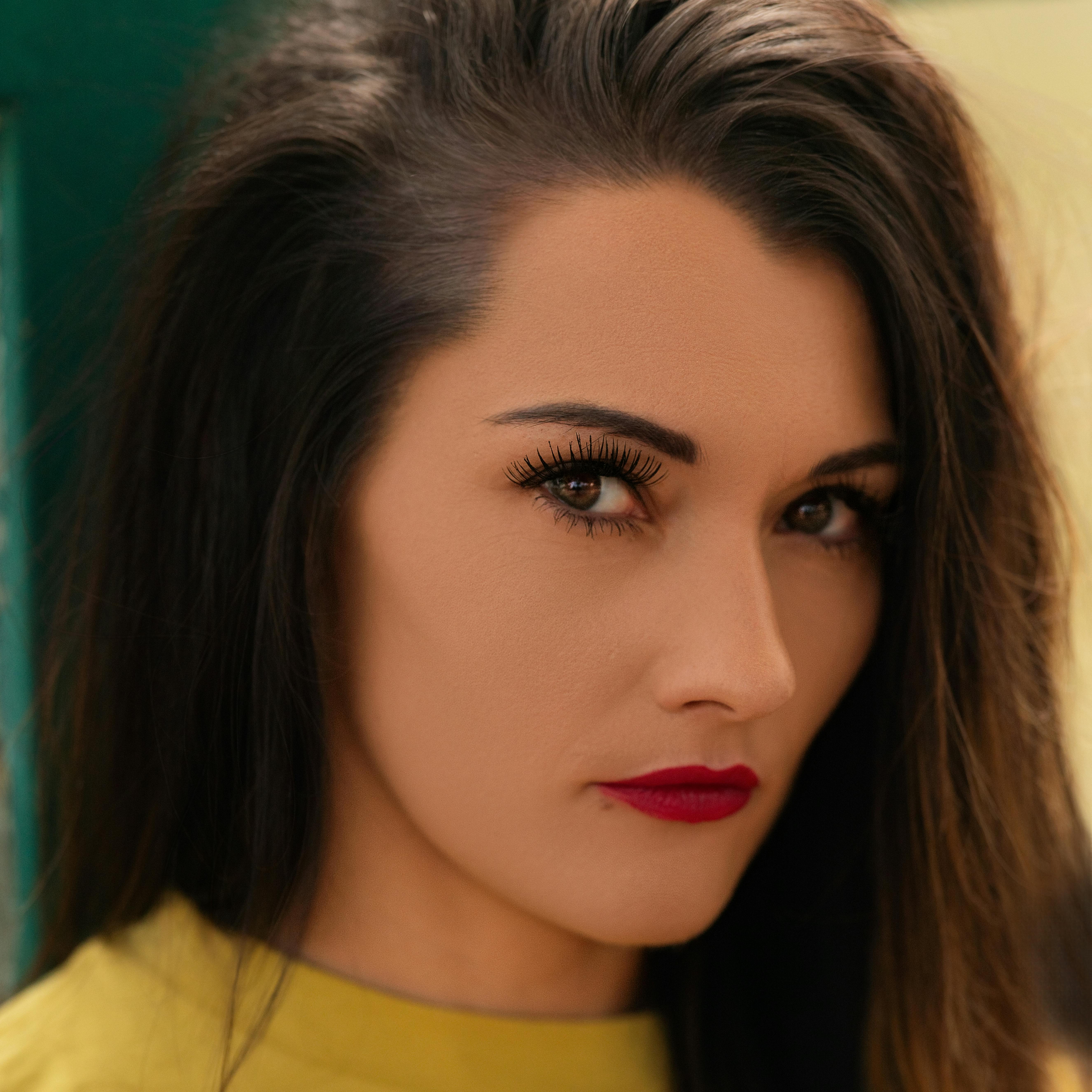 Close-up Portrait of Woman with Red Lips · Free Stock Photo