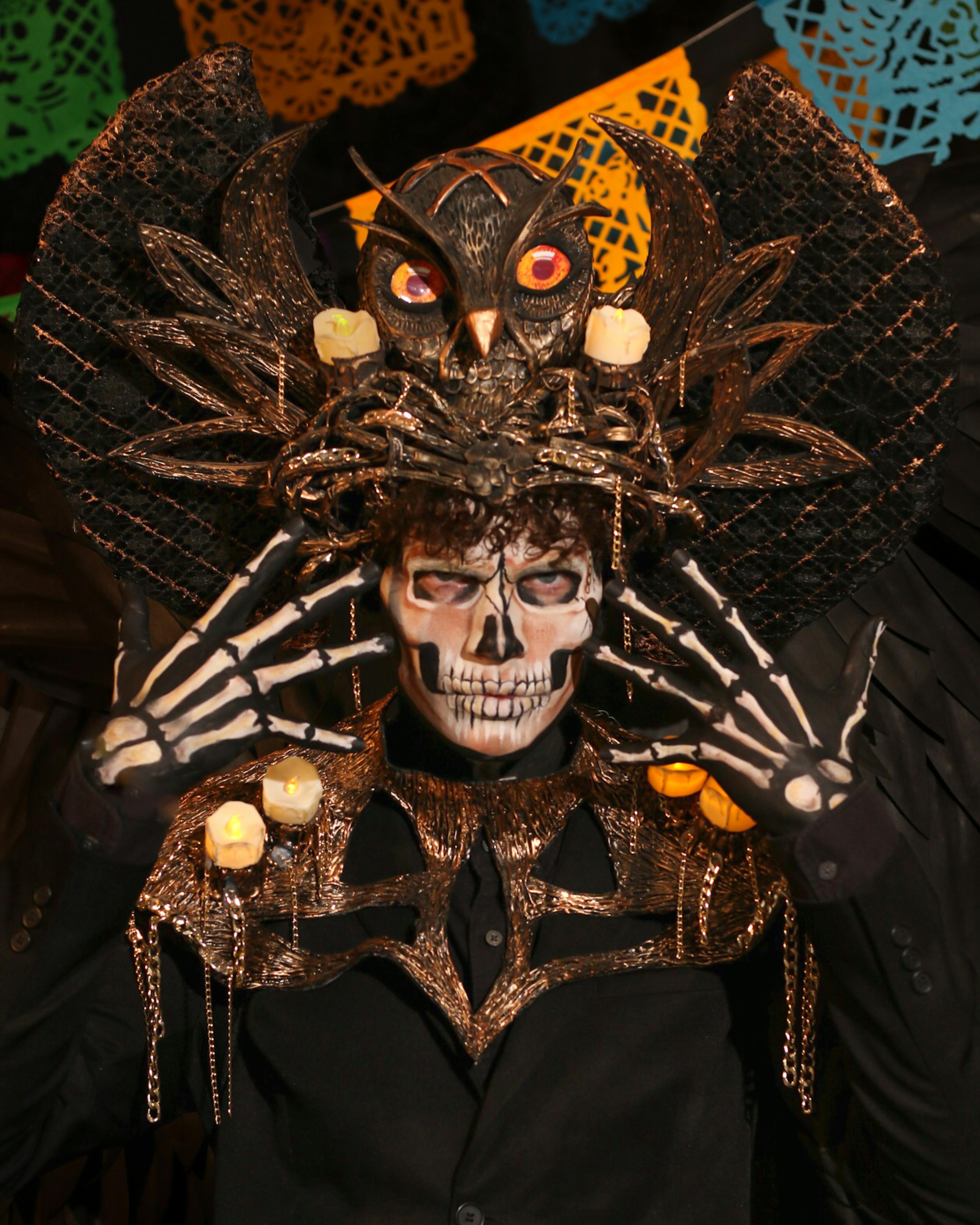 Intricate Skeleton Costume with Gothic Owl Headpiece · Free Stock Photo