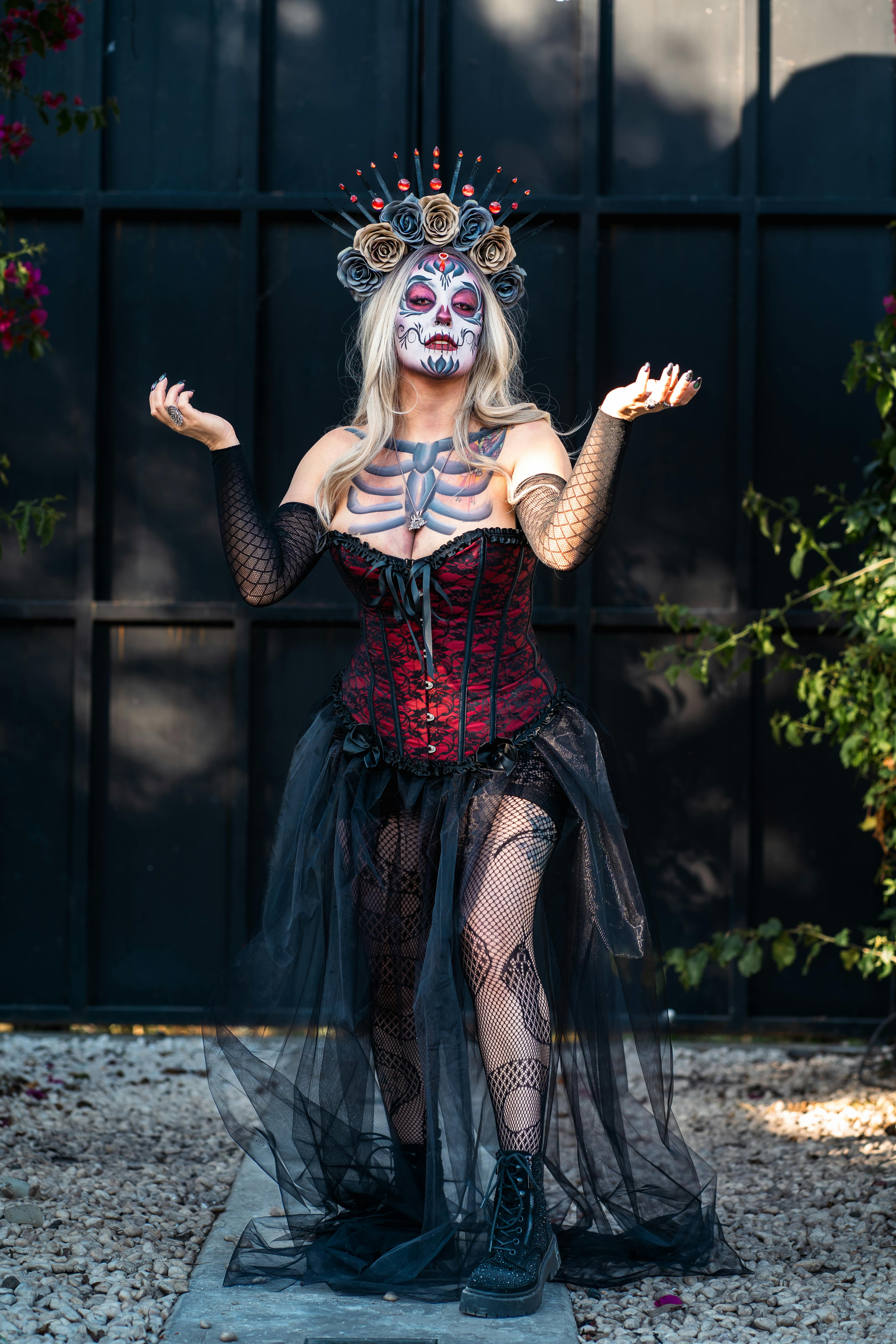 Colorful Catrina Costume in Daylight · Free Stock Photo