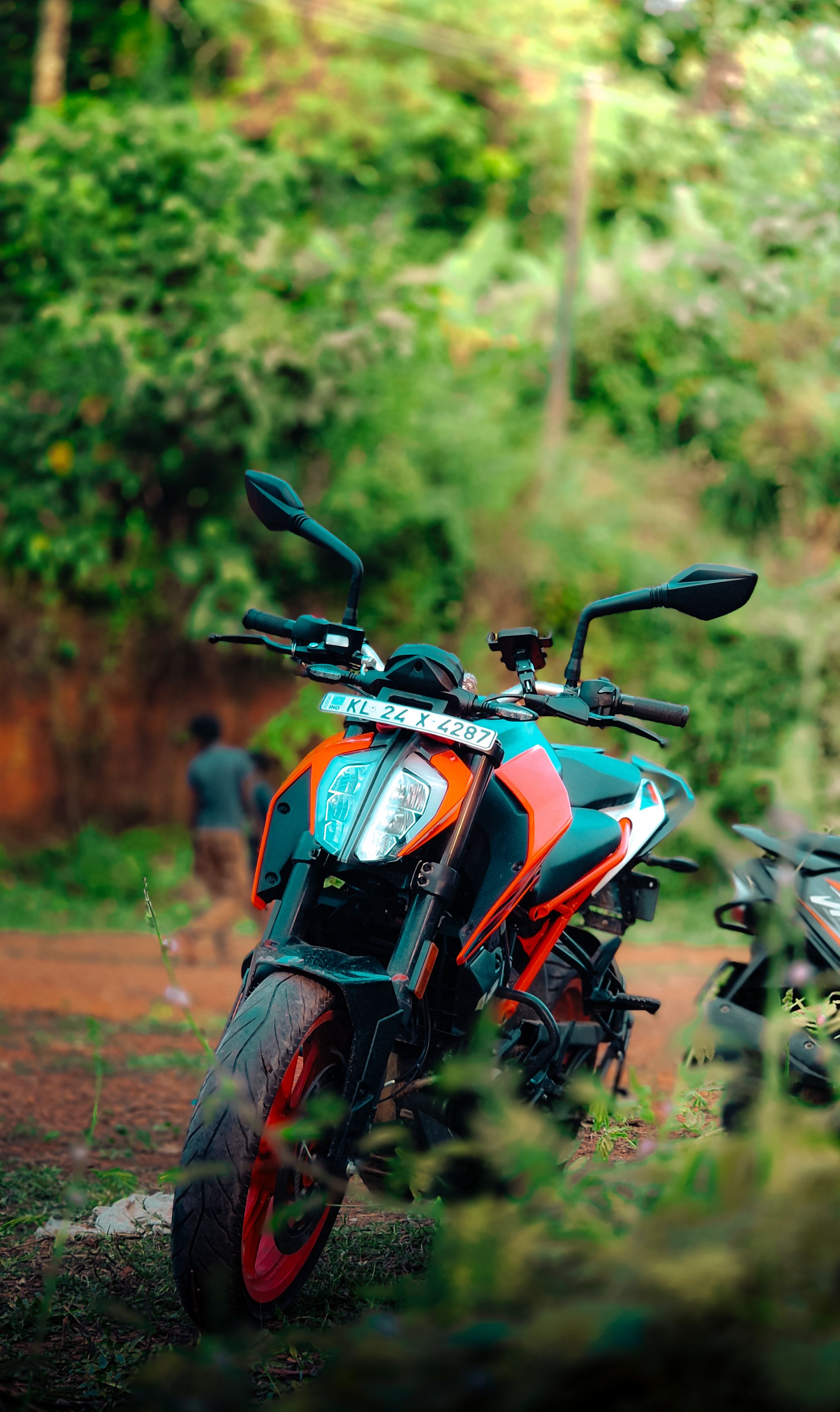Vibrant Motorcycle in Lush Greenery Outdoors · Free Stock Photo